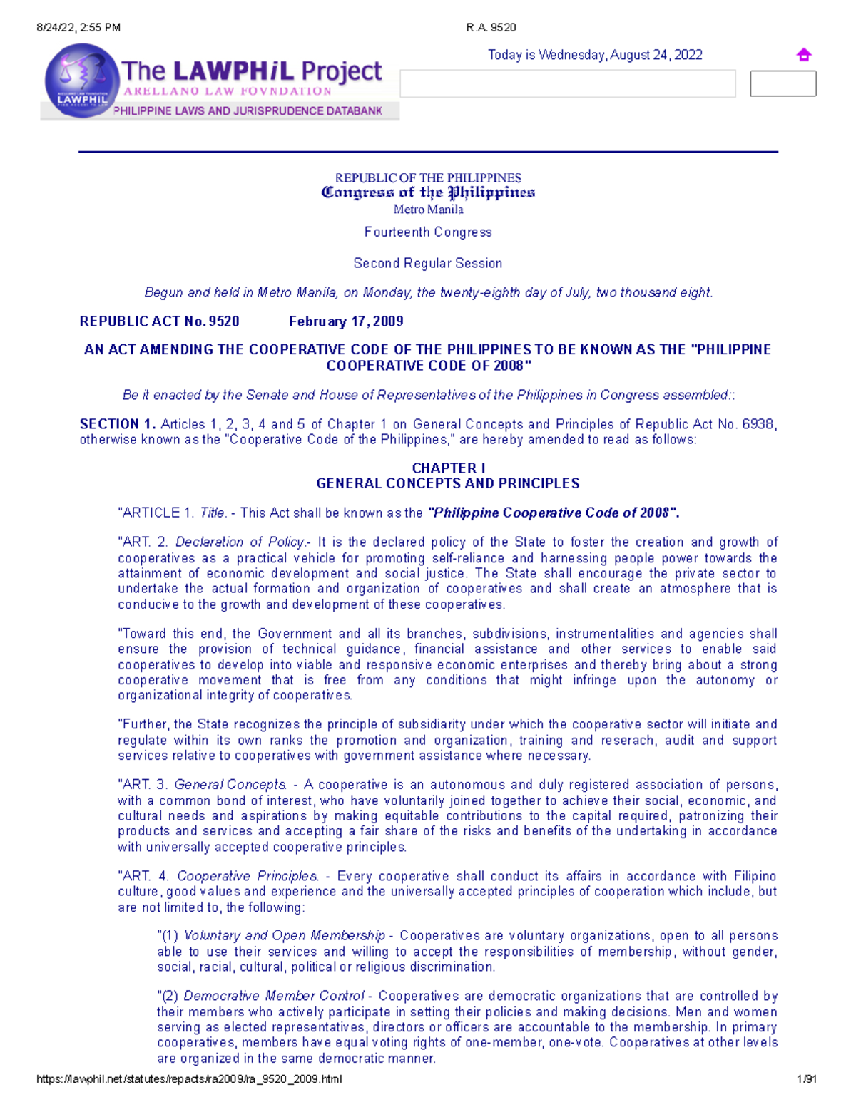 R.A. 9520 - This is a summary of the Cooperative Code of the ...