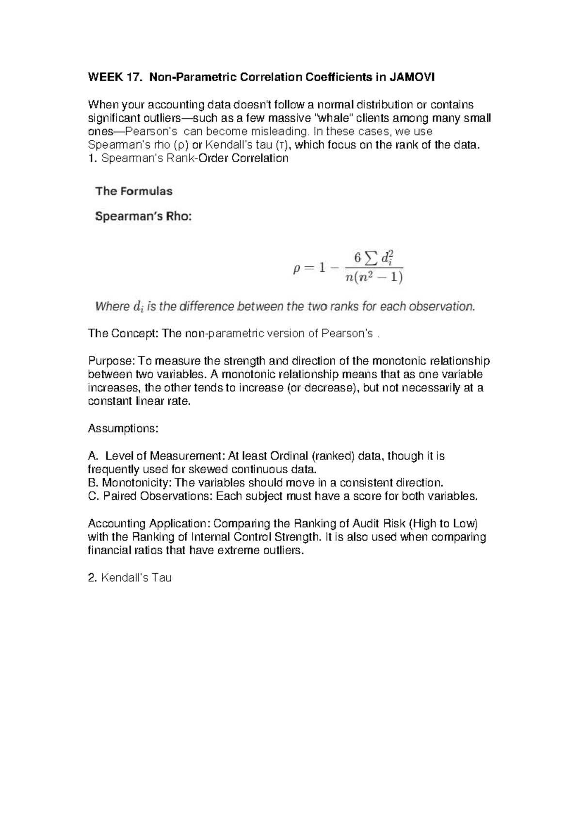 WEEK 17: Correlation Coefficients in Accounting (STATS) - Studocu