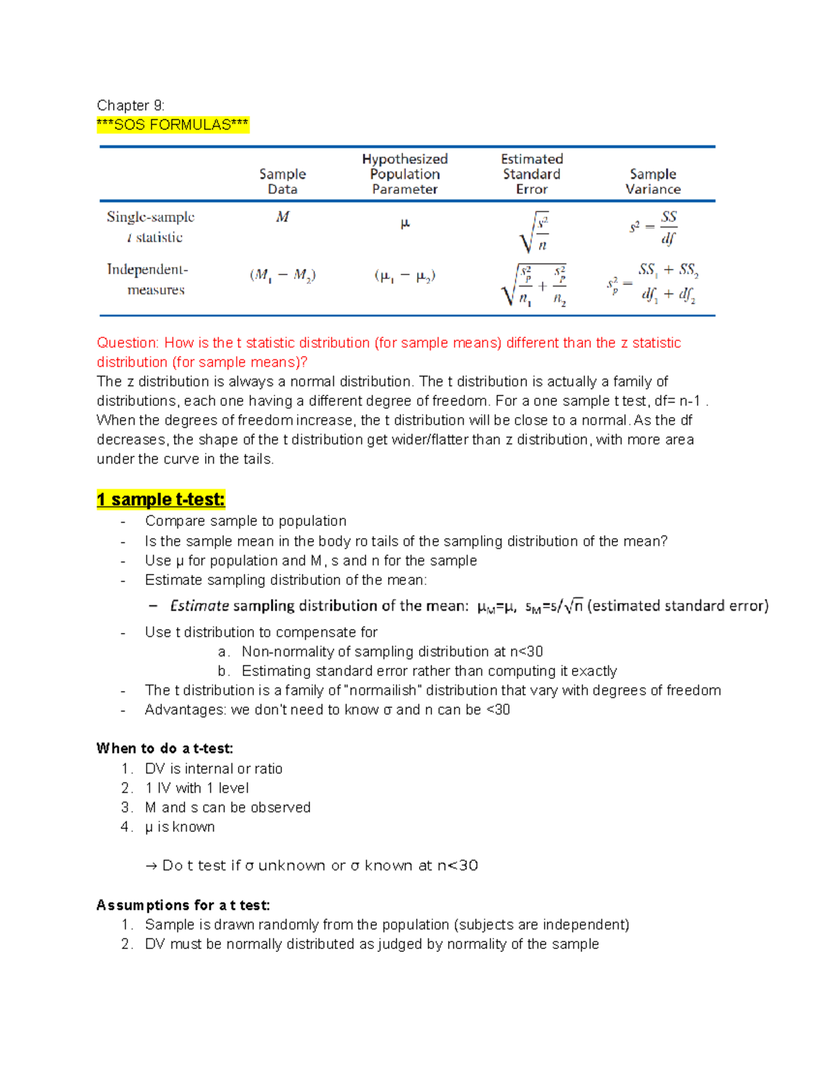 Chapter 9 - Understanding t vs. z Distributions in Behavioral Stats ...