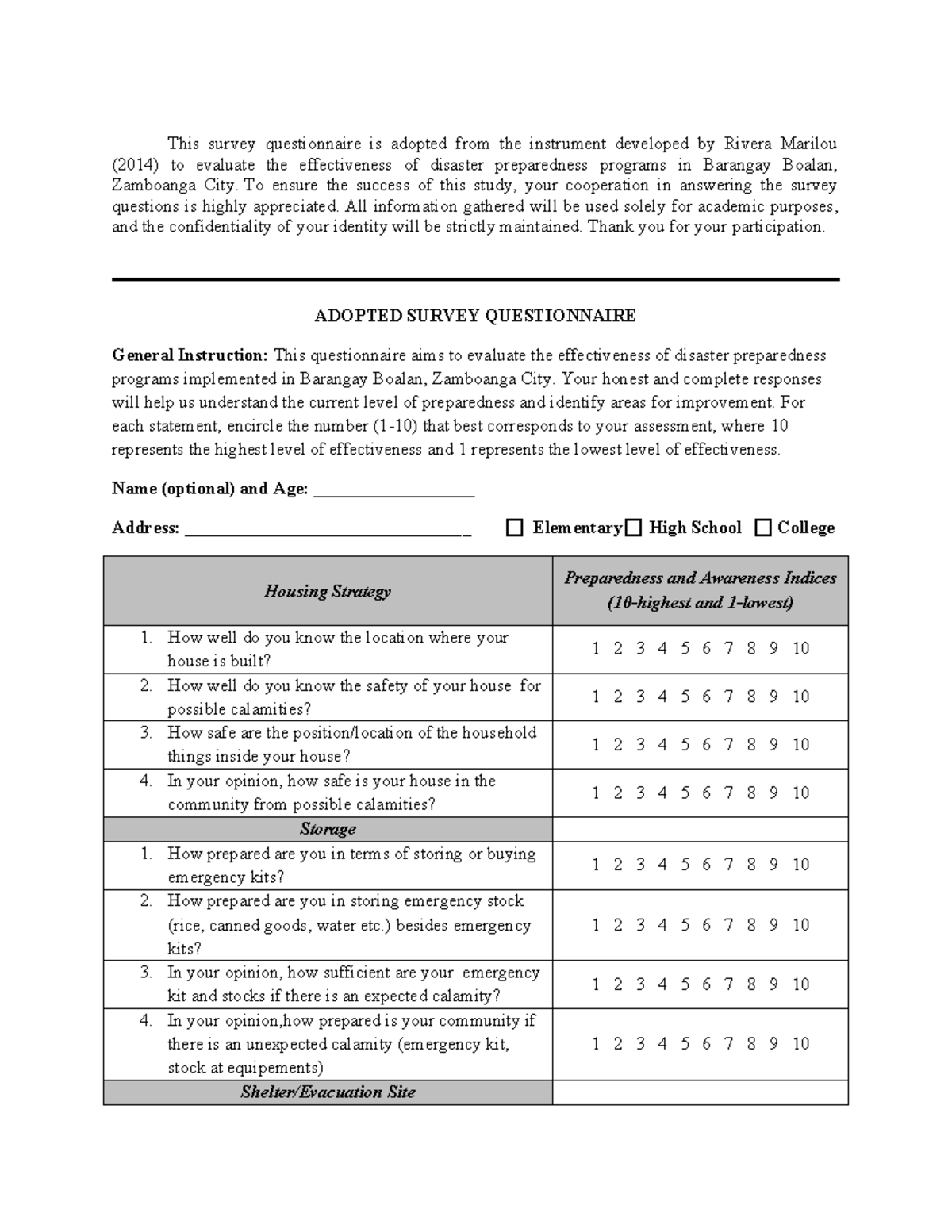 242791735 Alot Survey Questions - This survey questionnaire is adopted ...