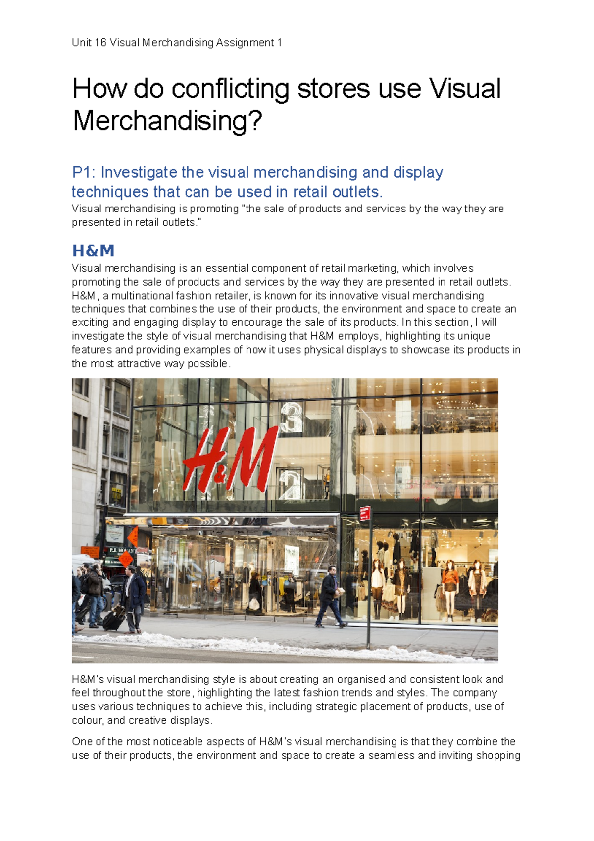 Unit 16: Visual Merchandising Techniques in Retail - BTEC Business Assignment - Studocu