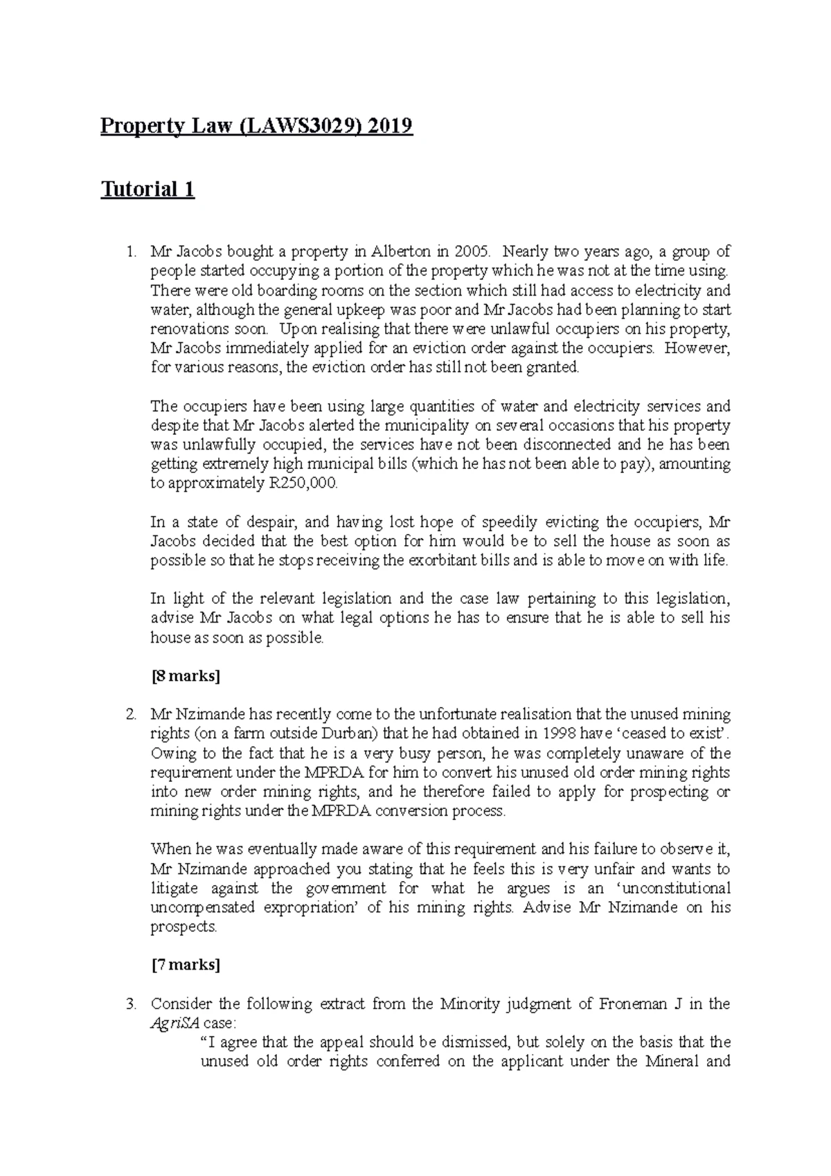 Property Law Tutorial 2: Understanding Delivery and Ownership Transfer - Studocu