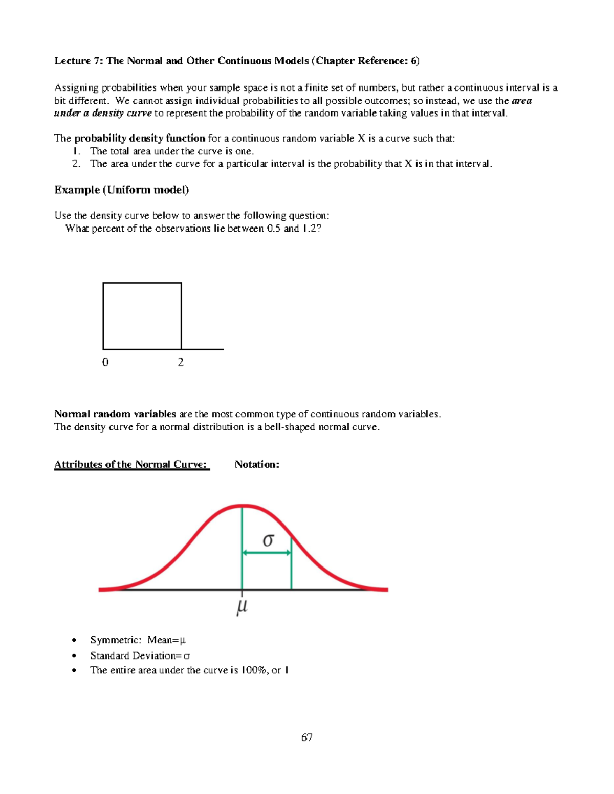 Lecture 7: Continuous Models & Normal Distribution Insights - Studocu
