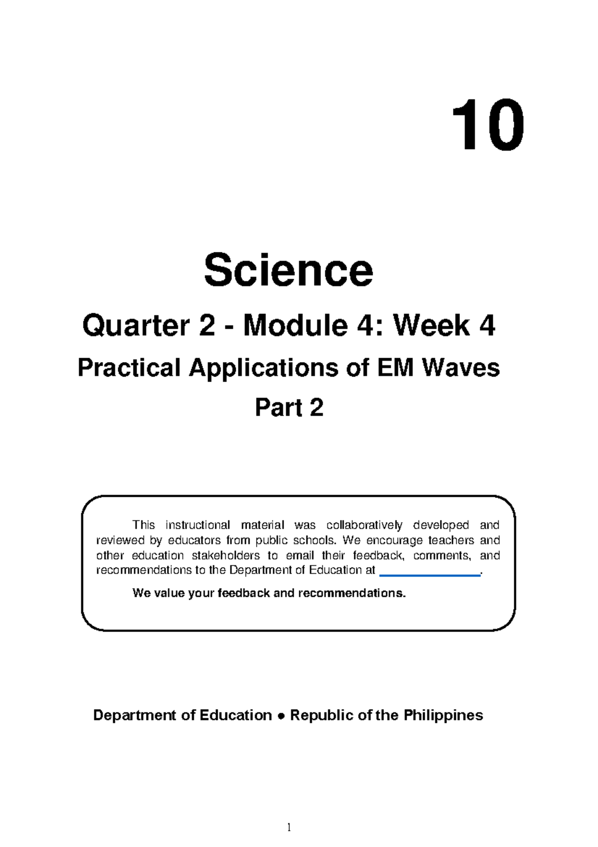 4 Q2 Science - 10 Science Quarter 2 - Module 4: Week 4 Practical ...