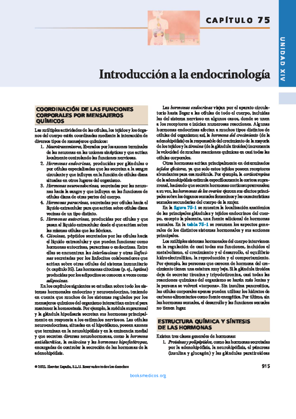 Cap 75 - Hormonas y Endocrinología: Funciones y Estructuras - Studocu