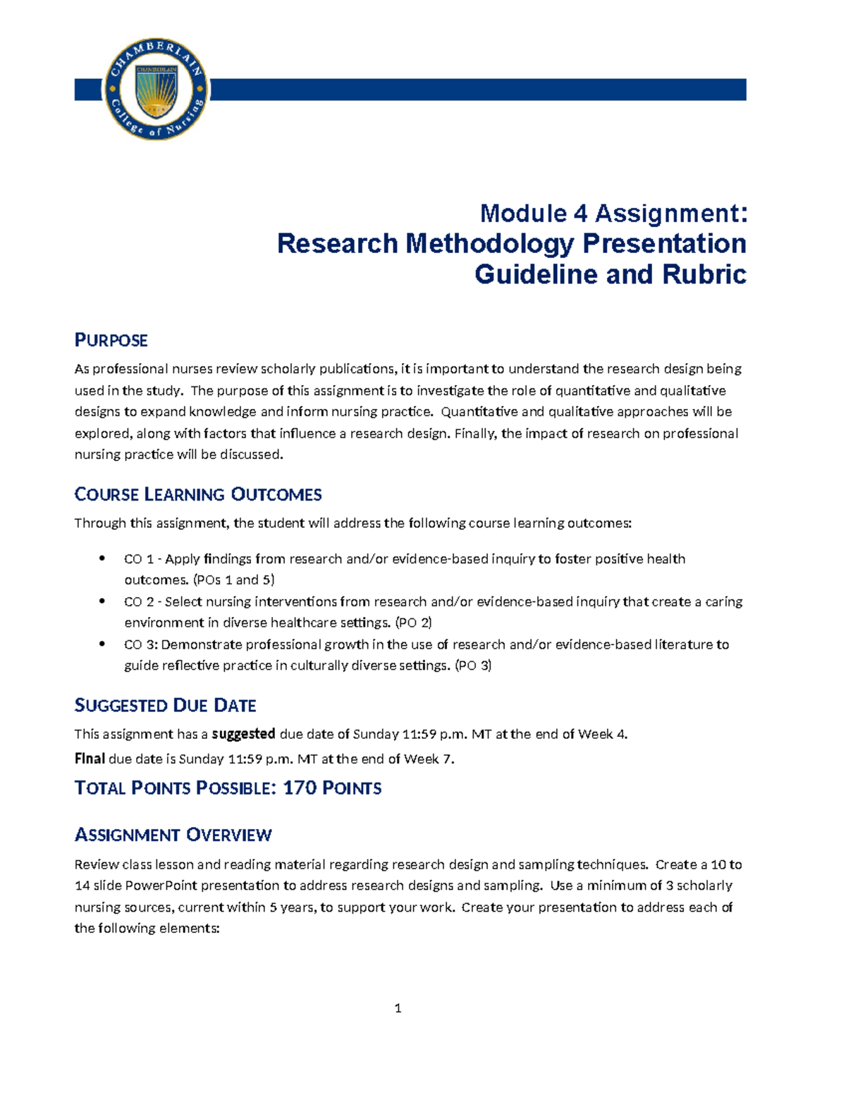 NR 516: Research Methodology Presentation Guidelines and Rubric - Studocu