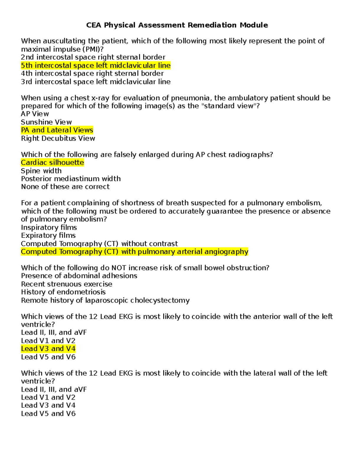 CEA Physical Assessment Remediation Module: Key Concepts & Practice ...