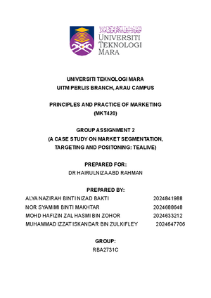 MKT410 Group Assignment - INTRODUCTION TO MARKETING (MKT410) GROUP ...