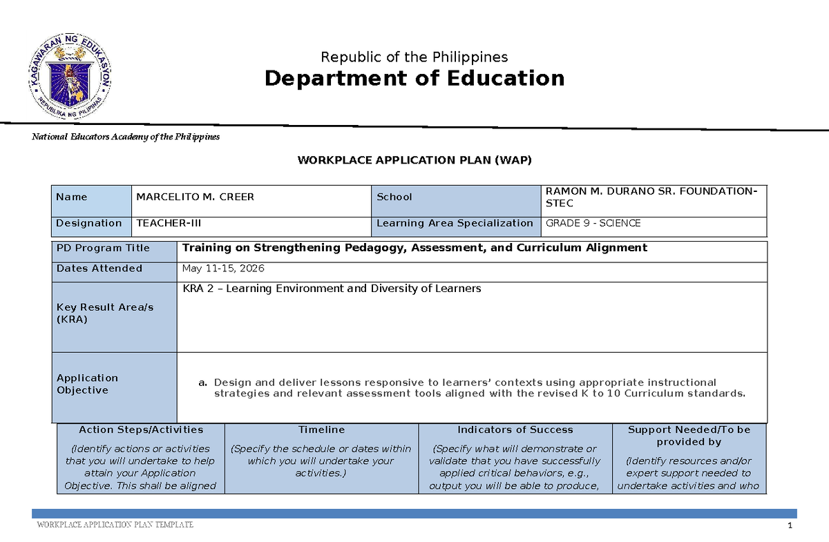 G6910 Final Exam WAP: Strengthening Pedagogy & Assessment - Studocu