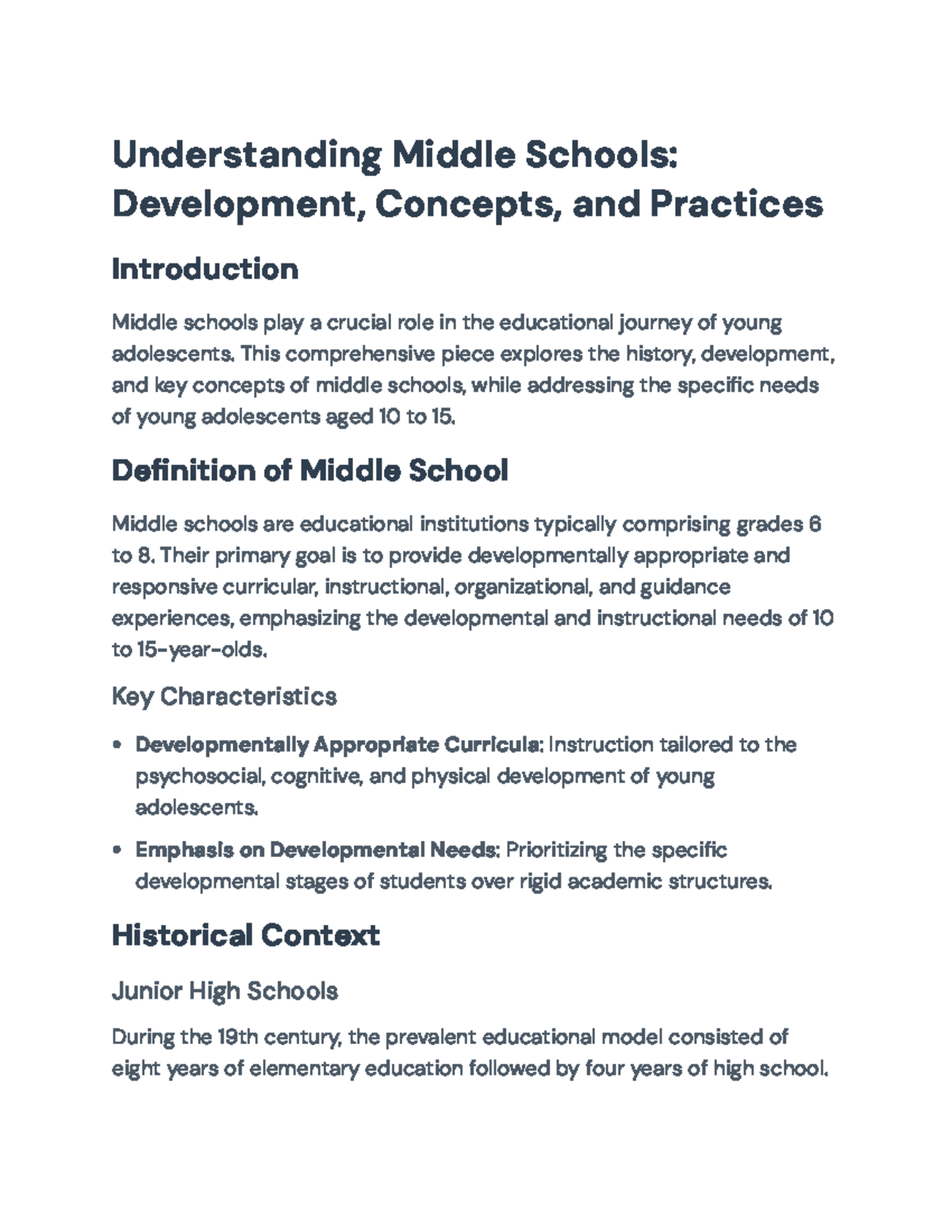 Understanding Middle Schools: Development, Concepts, and Practices ...