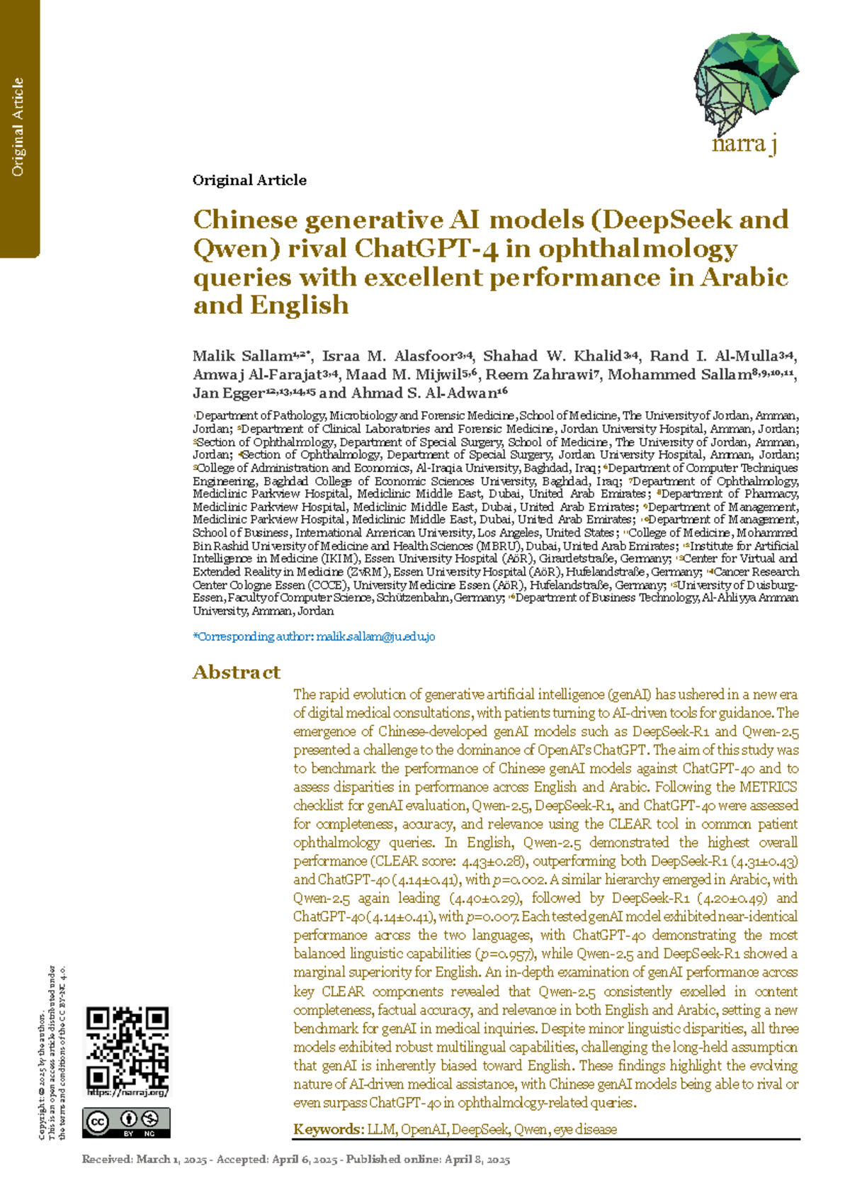 Performance Benchmarking of Chinese GenAI Models in Ophthalmology ...