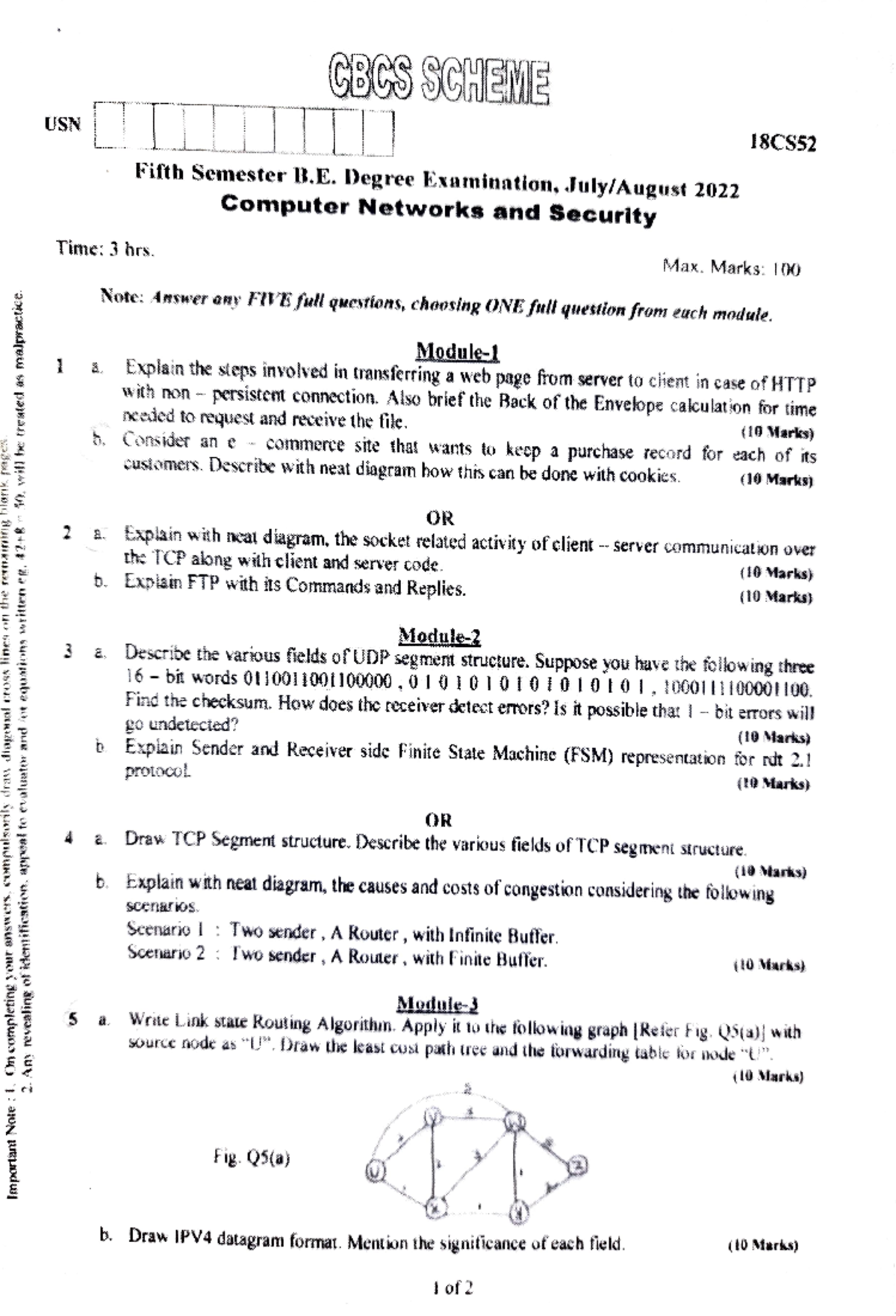 CN Solution 18CS52 - solved qp - CBCSww. SCHENE USN 18CS Fifth Semester B. Degree Examination ...