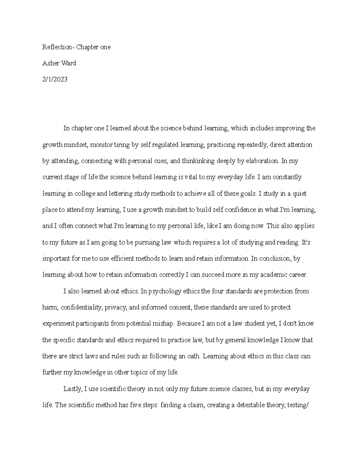 Reflection on Learning Science and Ethics - Chapter 1 - Studocu