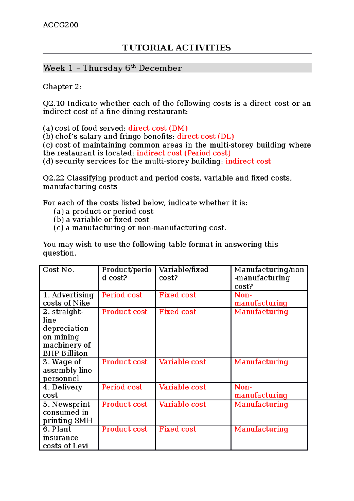 Tutorial Activities - ACCG TUTORIAL ACTIVITIES Week 1 – Thursday 6th ...