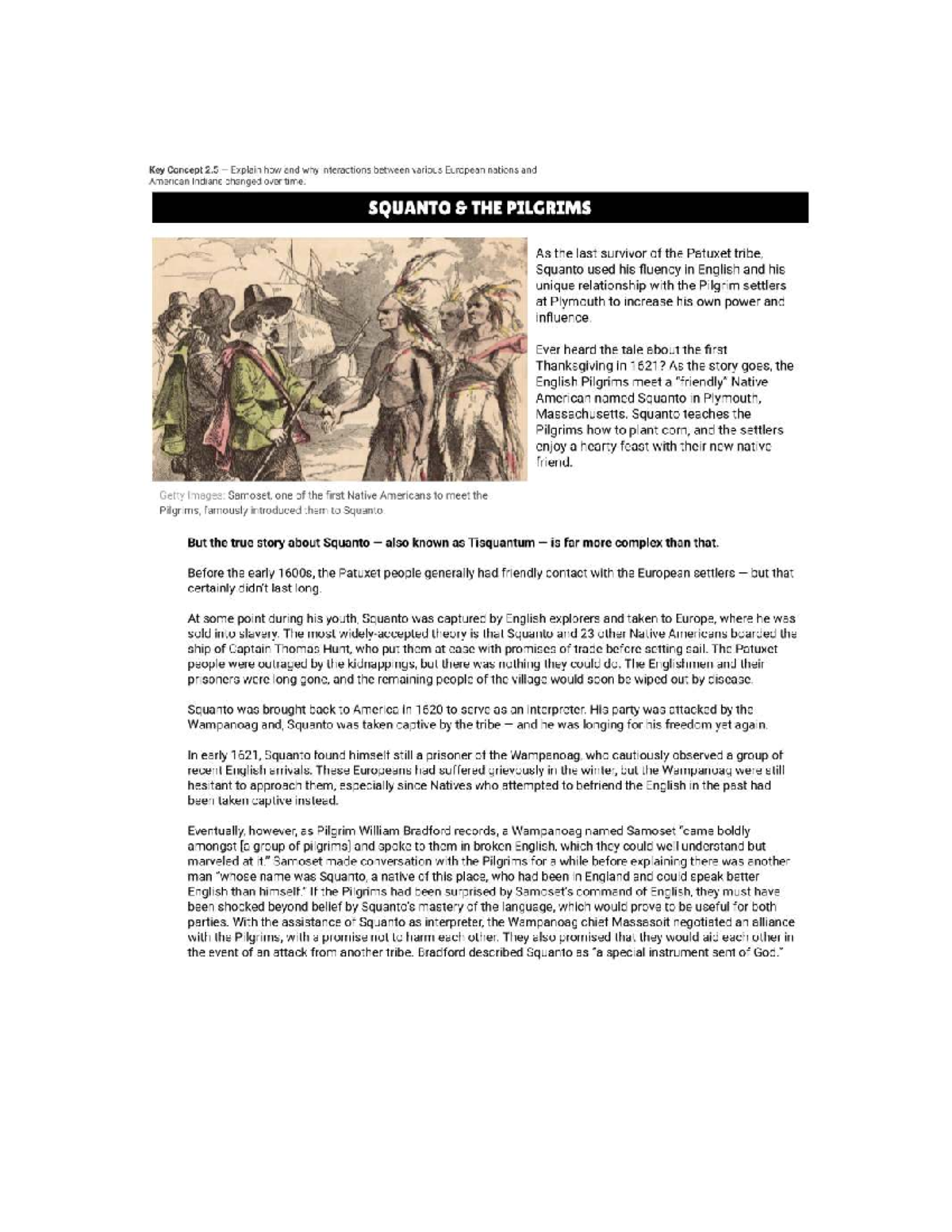 Key Concept 2.5: Evolving Interactions Between Europeans and Native ...