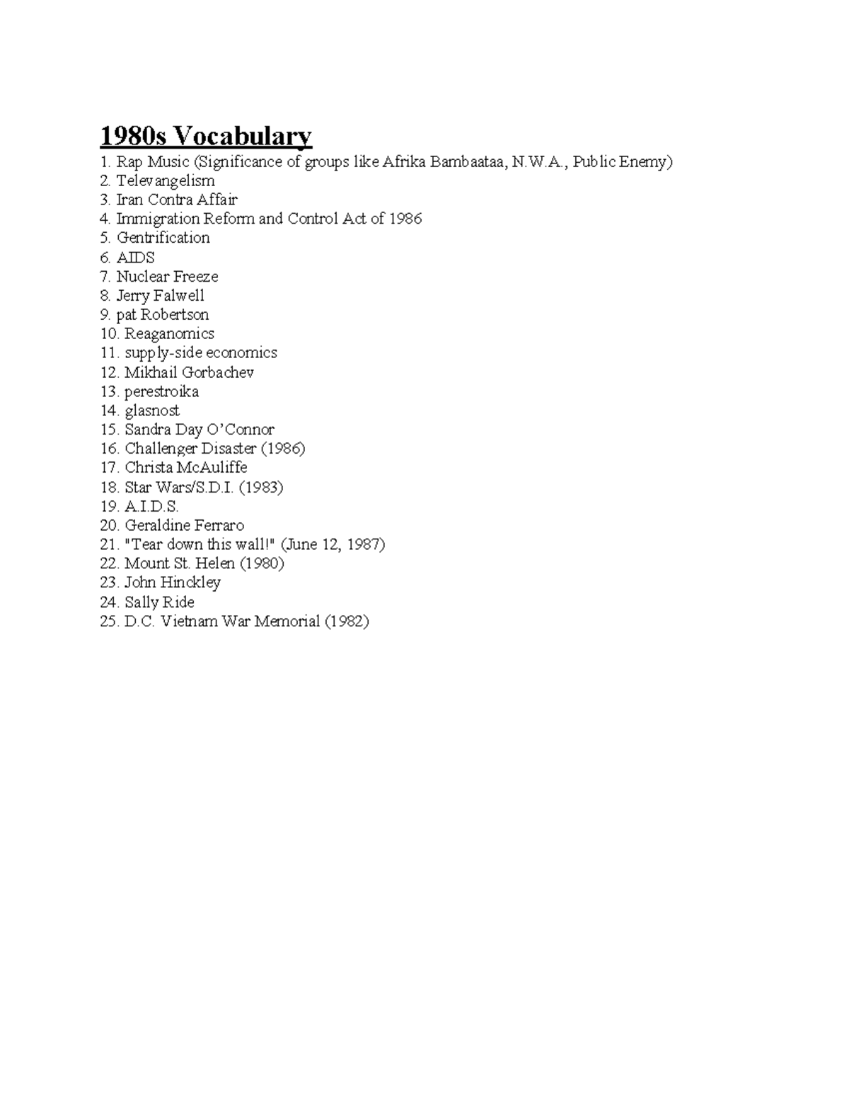 1980s Vocabulary Apush SP2025 - 1980s Vocabulary Rap Music ...