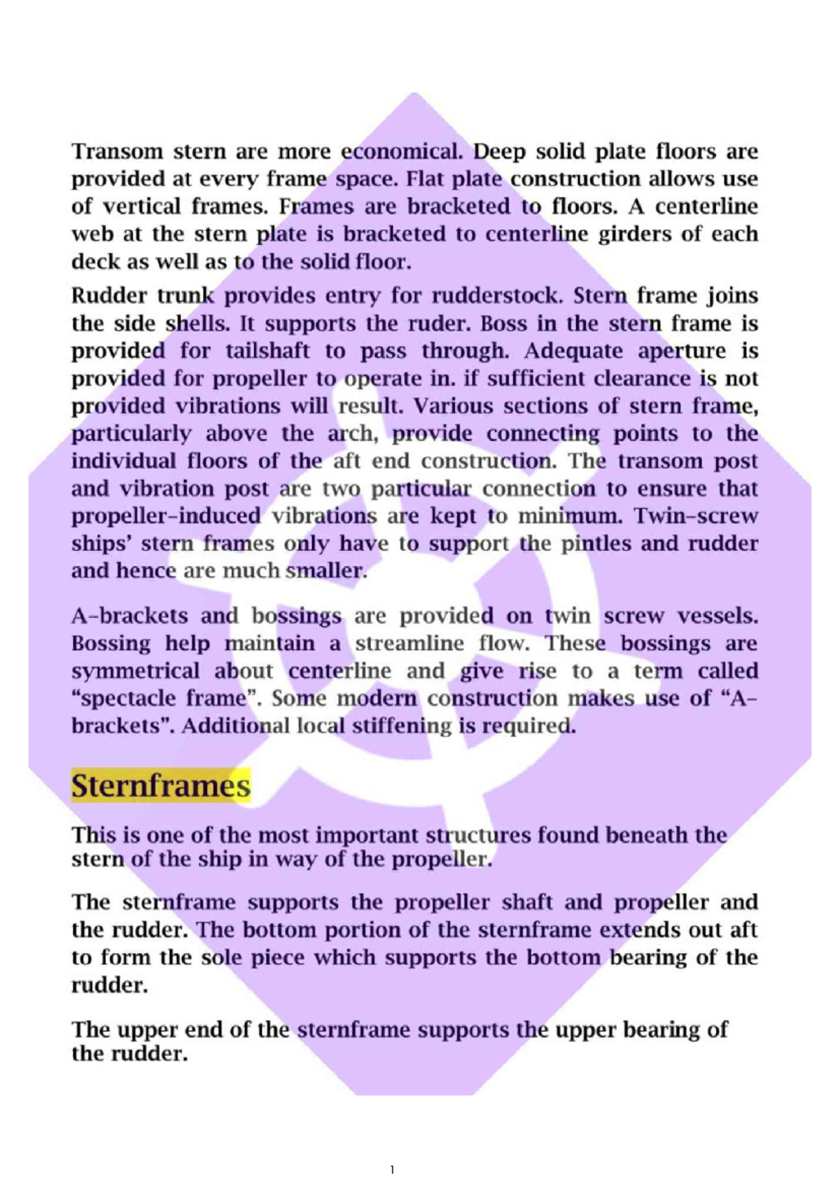 Stern Frame Construction in Marine Engineering (Course Code: 20250823 ...