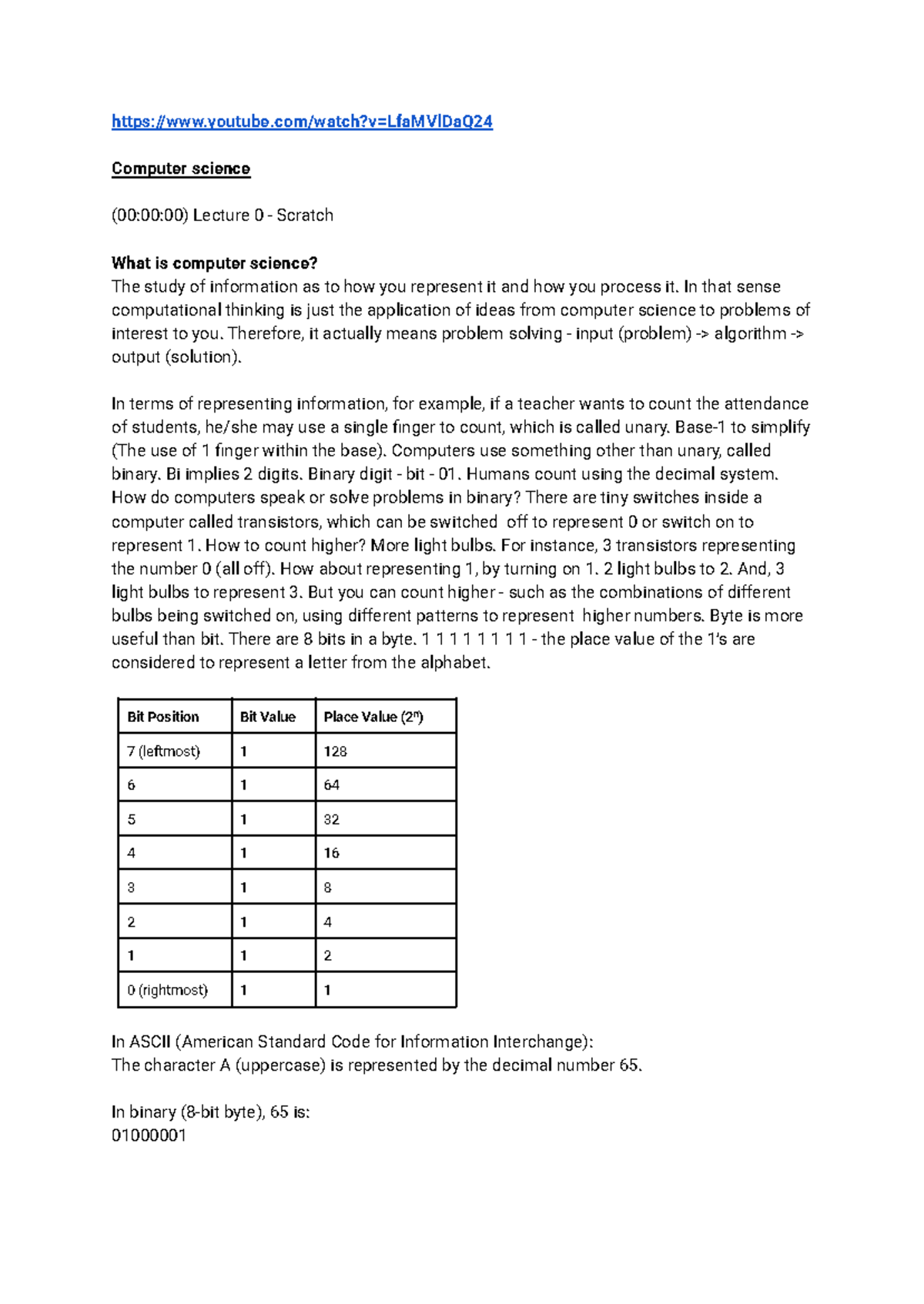 Harvard CS50 Lecture 0: Introduction to Computer Science and Scratch - Studocu