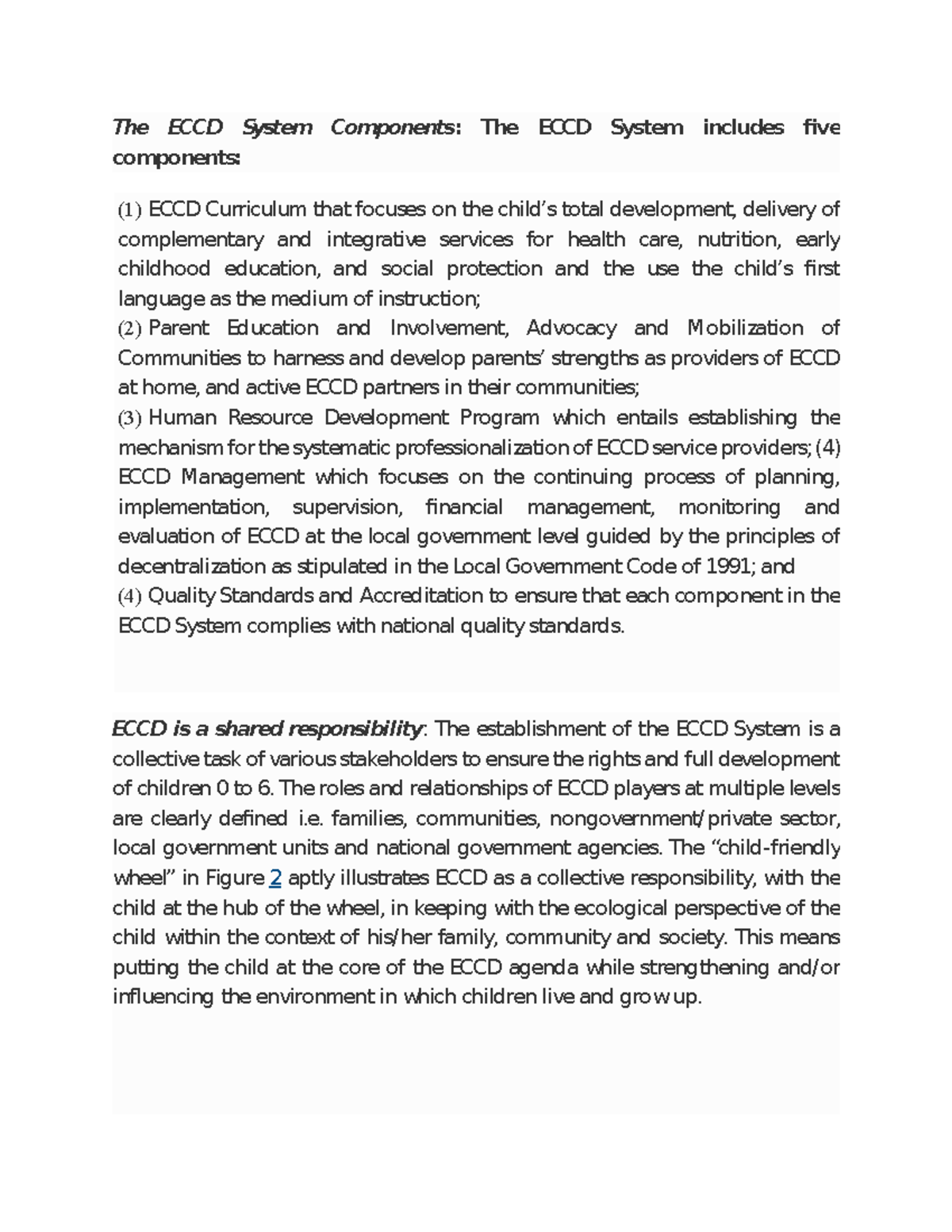 ECCD System Components Overview and Key Responsibilities - Studocu