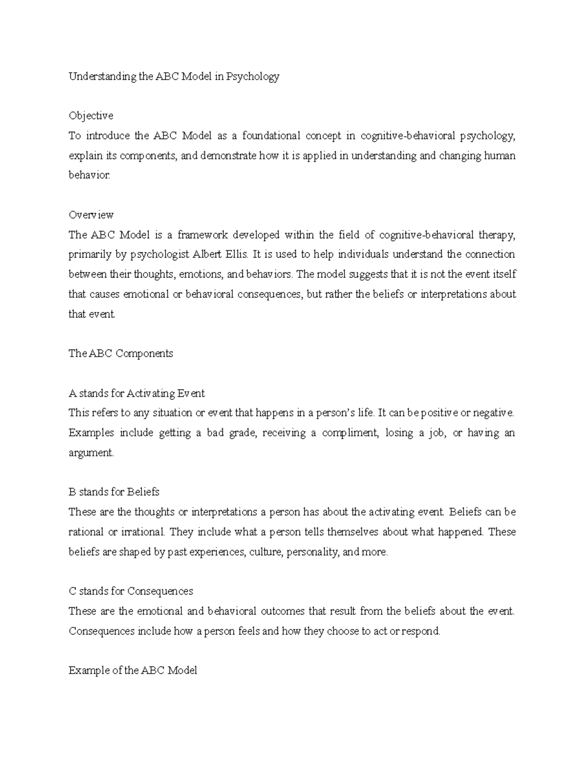 ABC Model in Psychology: Understanding Thoughts, Emotions, and ...