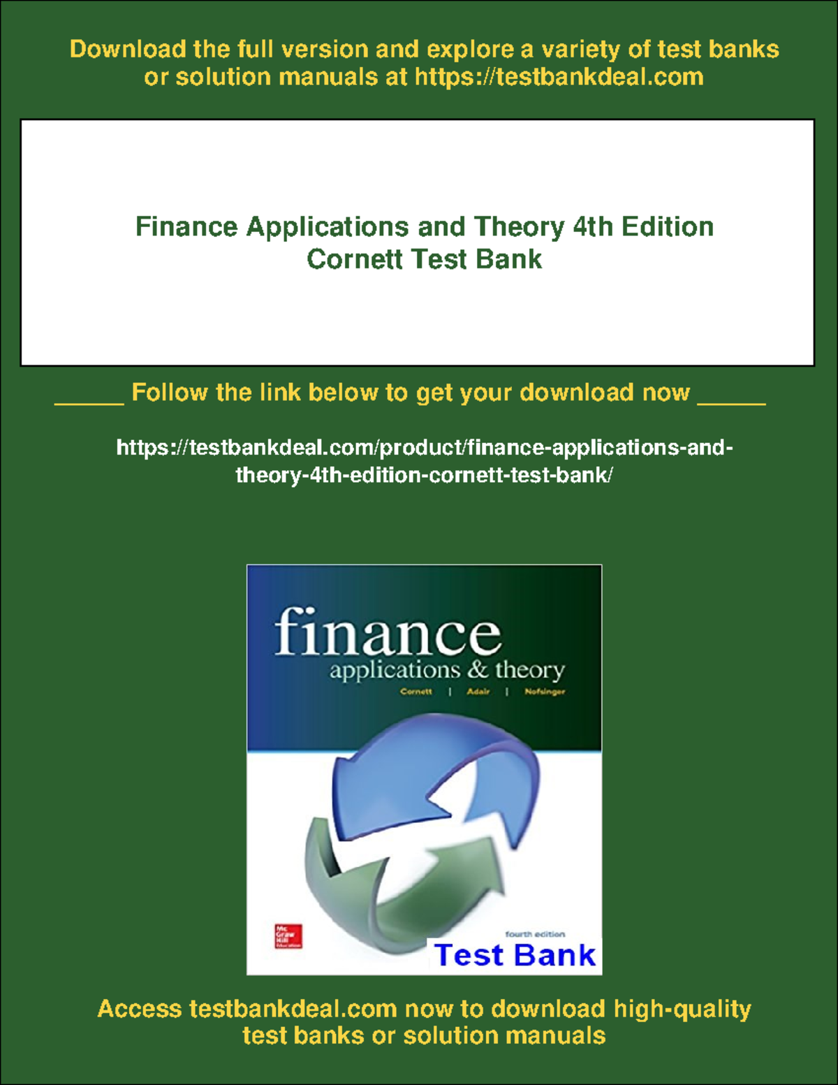 14317 - Finance applications and theory 4th edition cornett test bank ...
