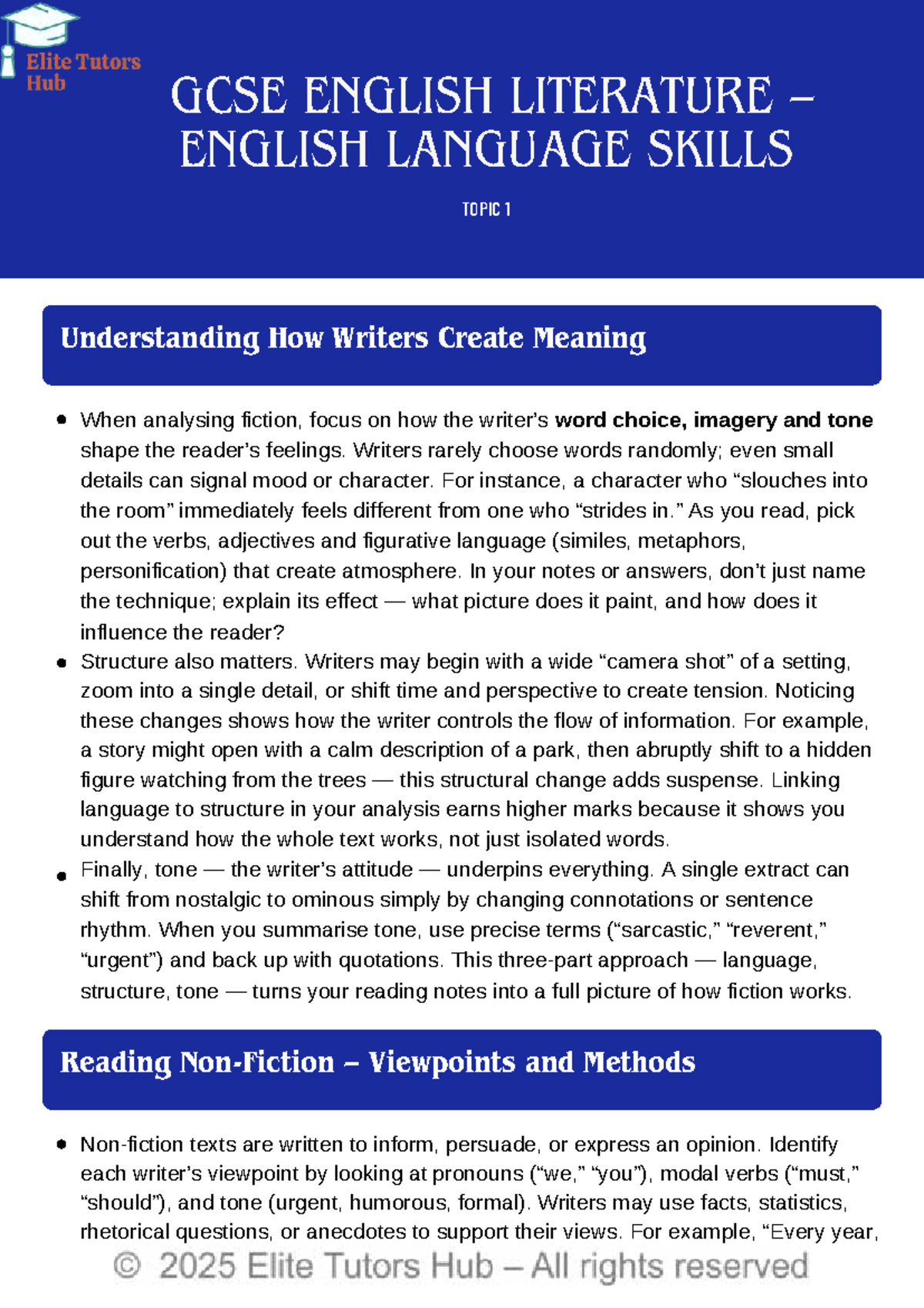 GCSE ENGLISH LITERATURE: Analyzing Language & Structure Techniques ...