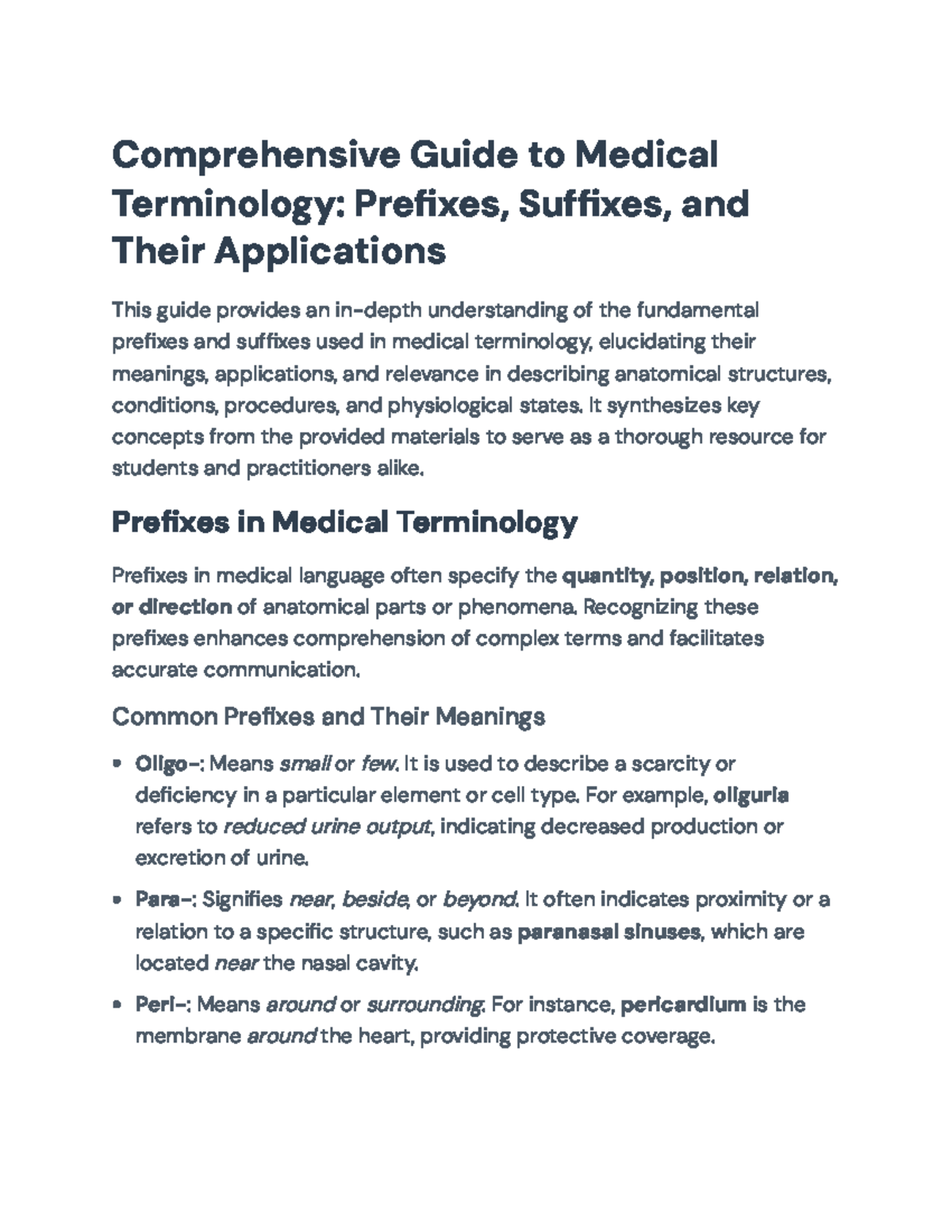 Comprehensive Guide to Medical Terminology: Prefixes & Suffixes ...