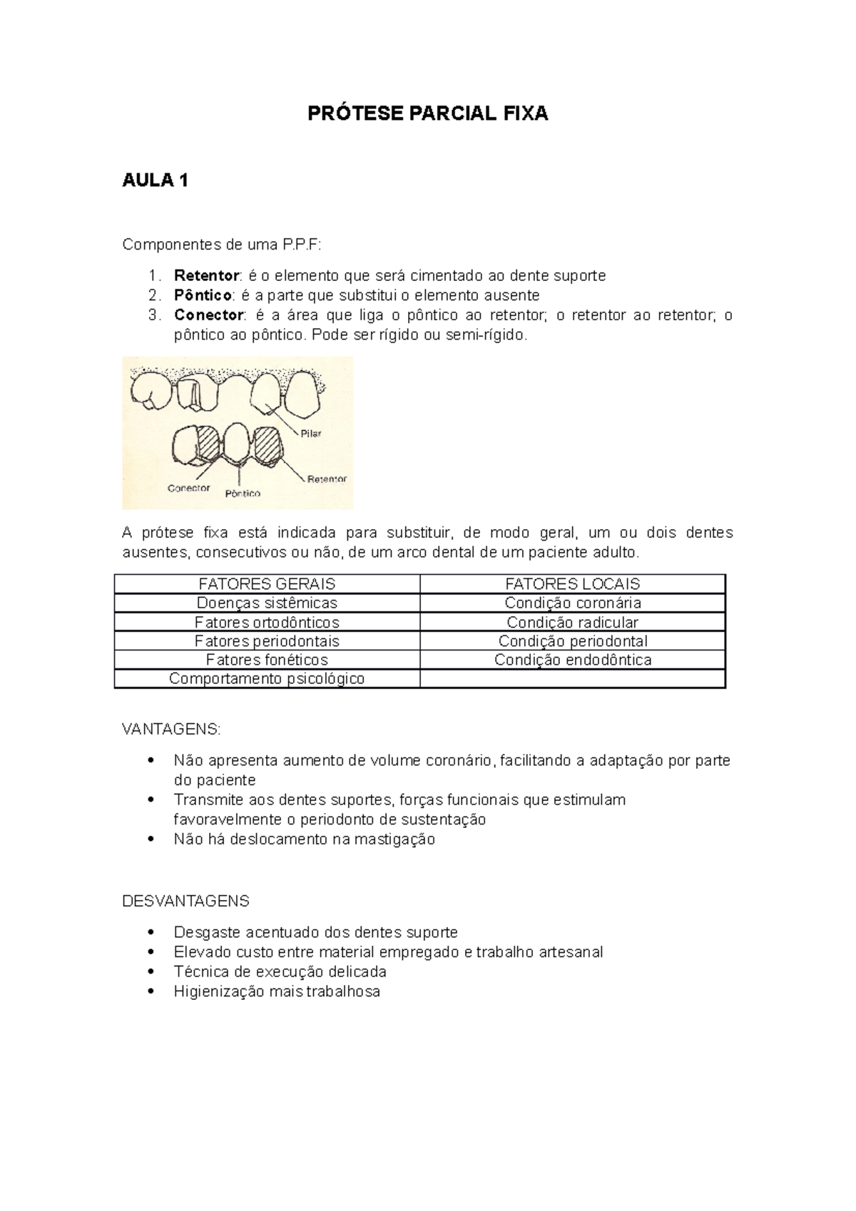 Resumo de Prótese Fixa - P.P.F. e Elementos de Confecção - Studocu