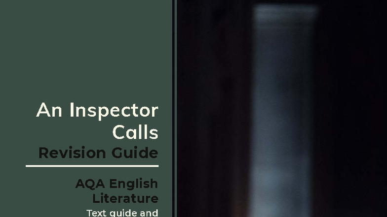 An Inspector Calls Revision Guide: AQA GCSE English Lit Exam Prep - Studocu