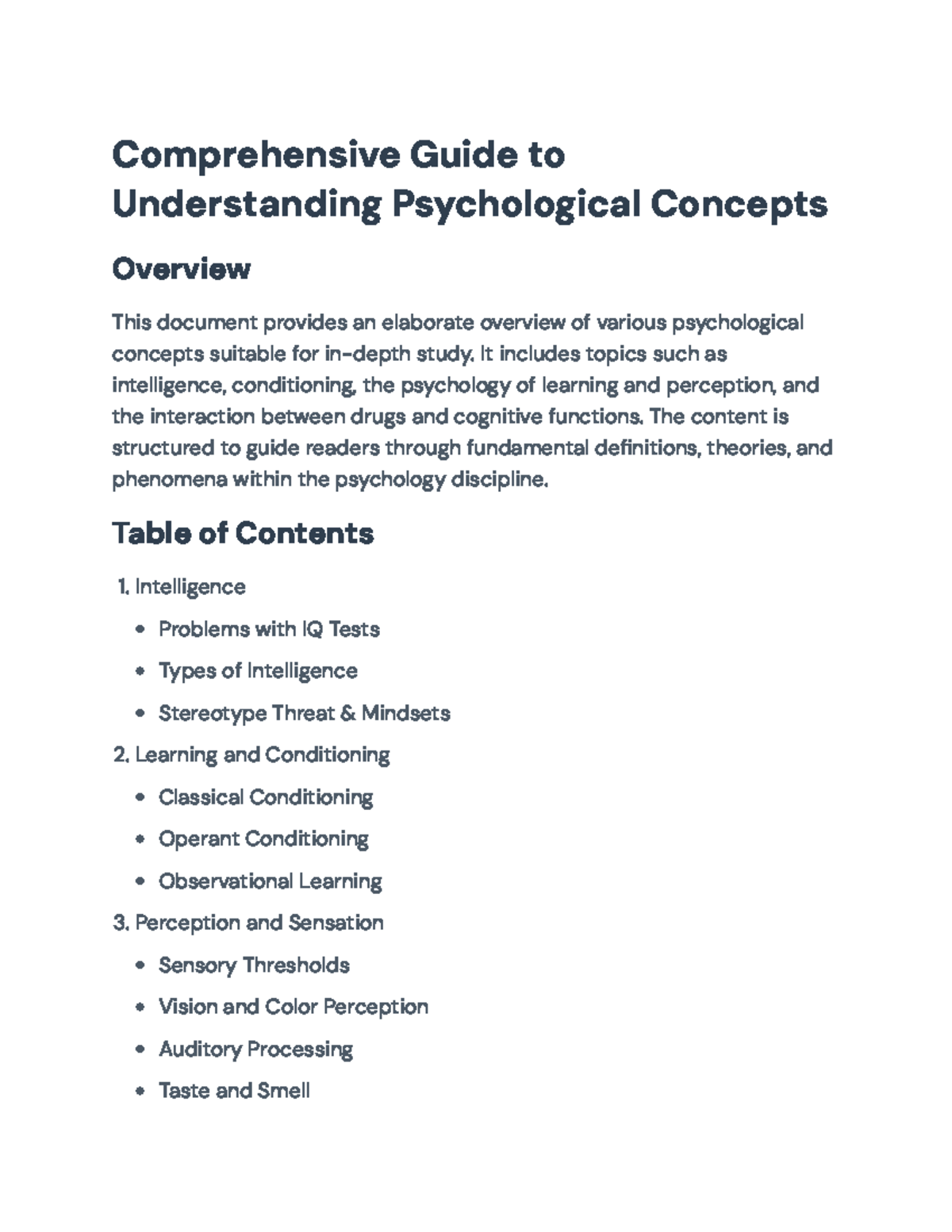 Comprehensive Guide to Key Psychological Concepts and Theories ...