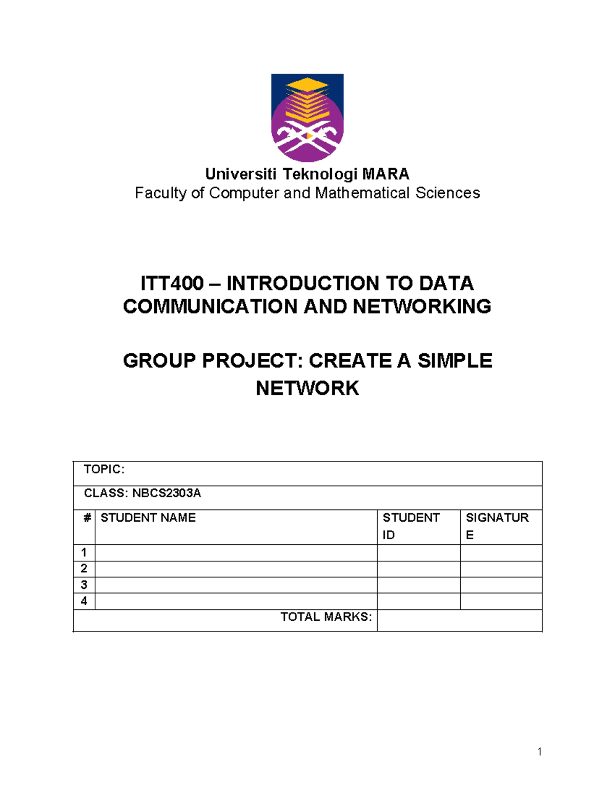 ITT400 Group Project Report: Creating a Simple Network Using Packet Tracer - Studocu