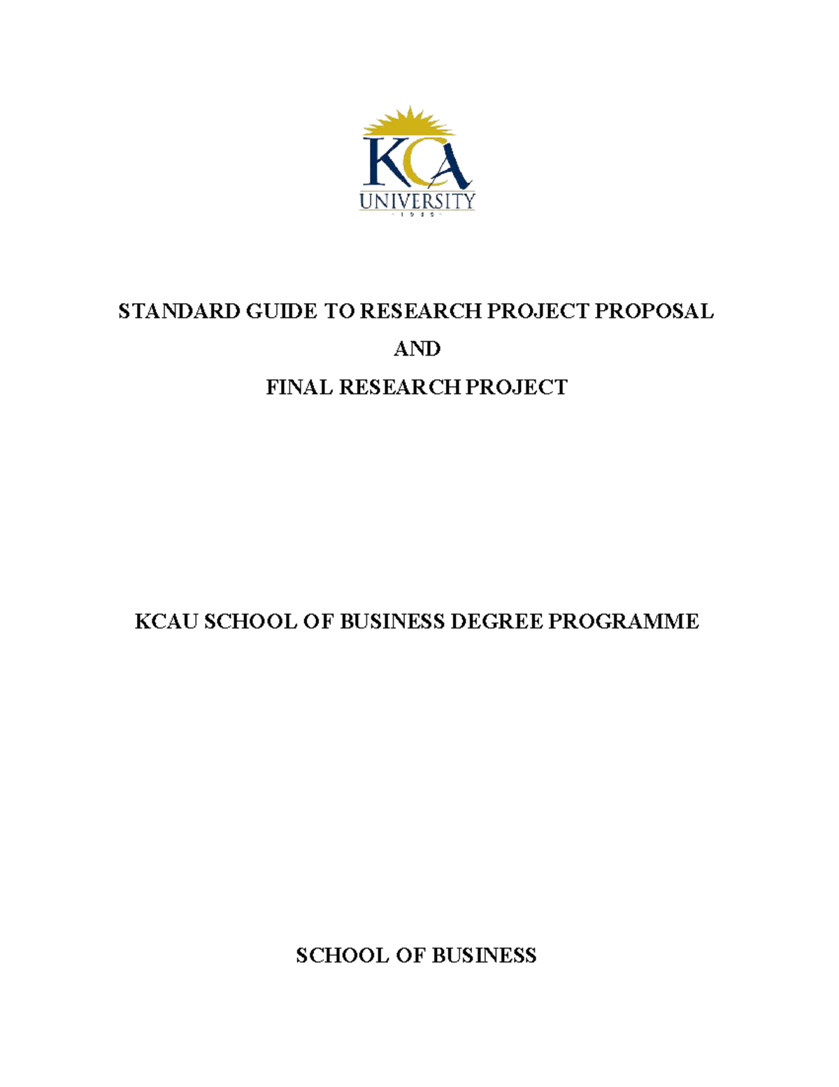 KCAU SOB Final Research Project Proposal Guidelines - Studocu