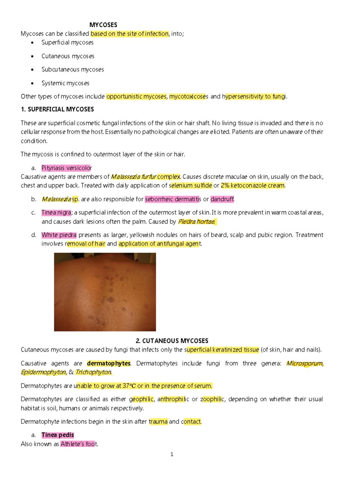 Lecture 2 PHA 2221 Mycoses: Classification and Types Explained - Studocu
