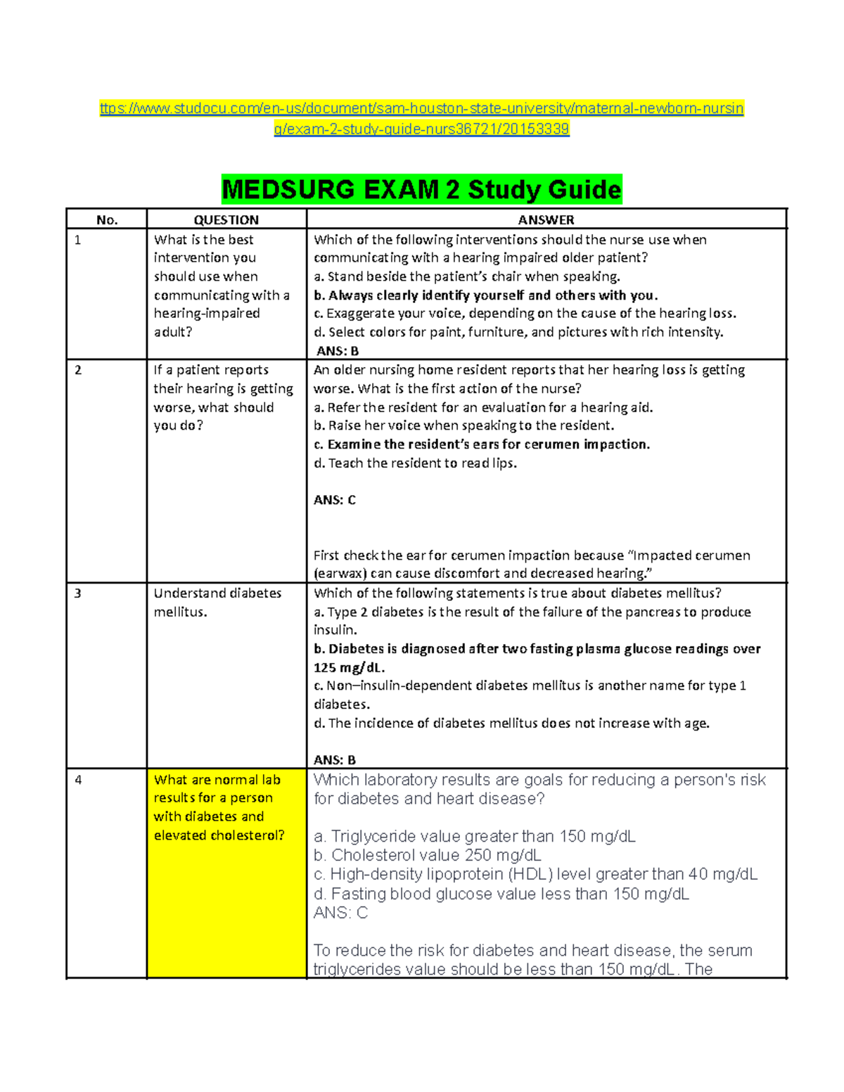 Medsurg EXAM 2 Study Guide - - Studocu