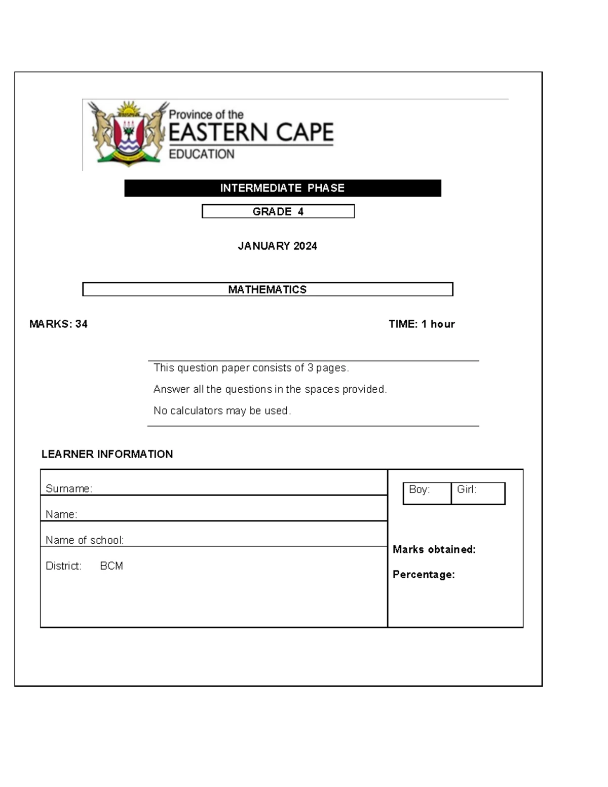Grade 3 Term 3 Setswana Language Task Details and Guidelines - Studocu