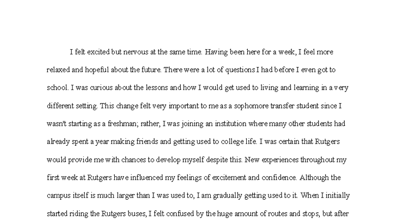 Rutgers Transfer Experience: Emotions and Insights - Focused Writing ...