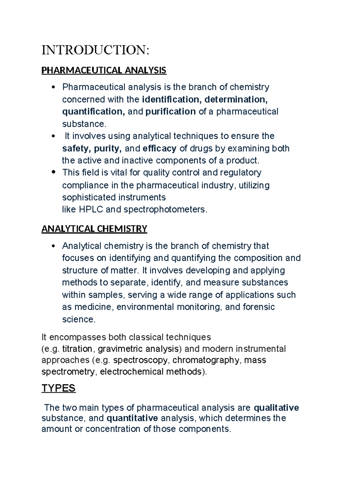 Pharmaceutical Analysis and Spectroscopy Overview (ANBU Project) - Studocu