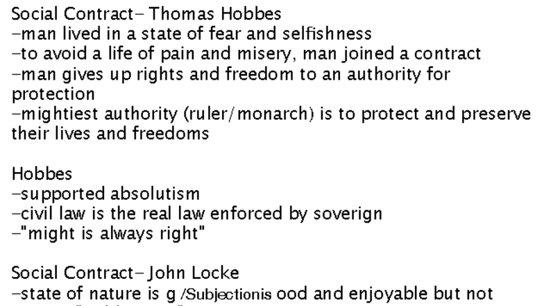 AP Government: Social Contract Theories of Hobbes and Locke - Studocu