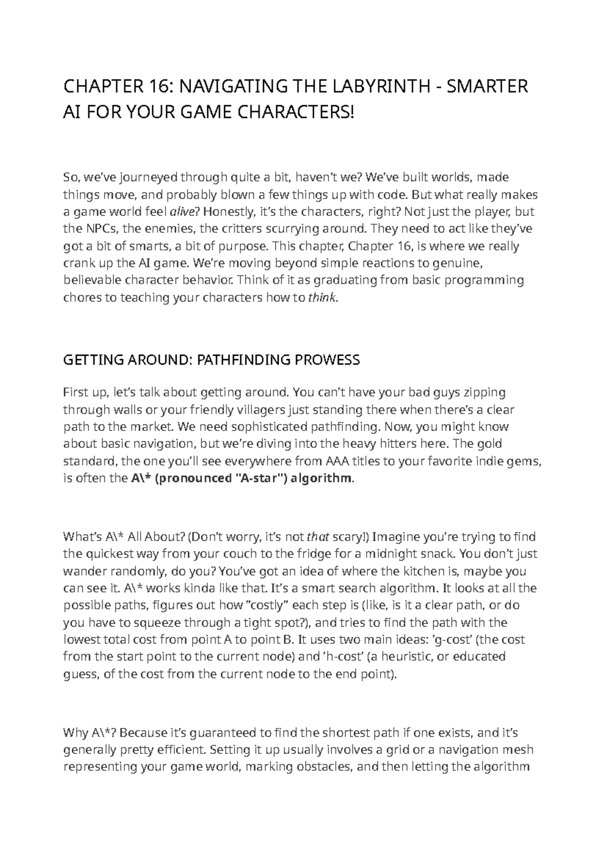 CHAPTER 16: ENHANCING AI FOR GAME CHARACTERS IN DEVELOPMENT - Studocu