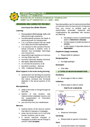 UTS Finals - FINALS – 2 ND SEMESTER BACHELOR OF SCIENCE IN MEDICAL ...
