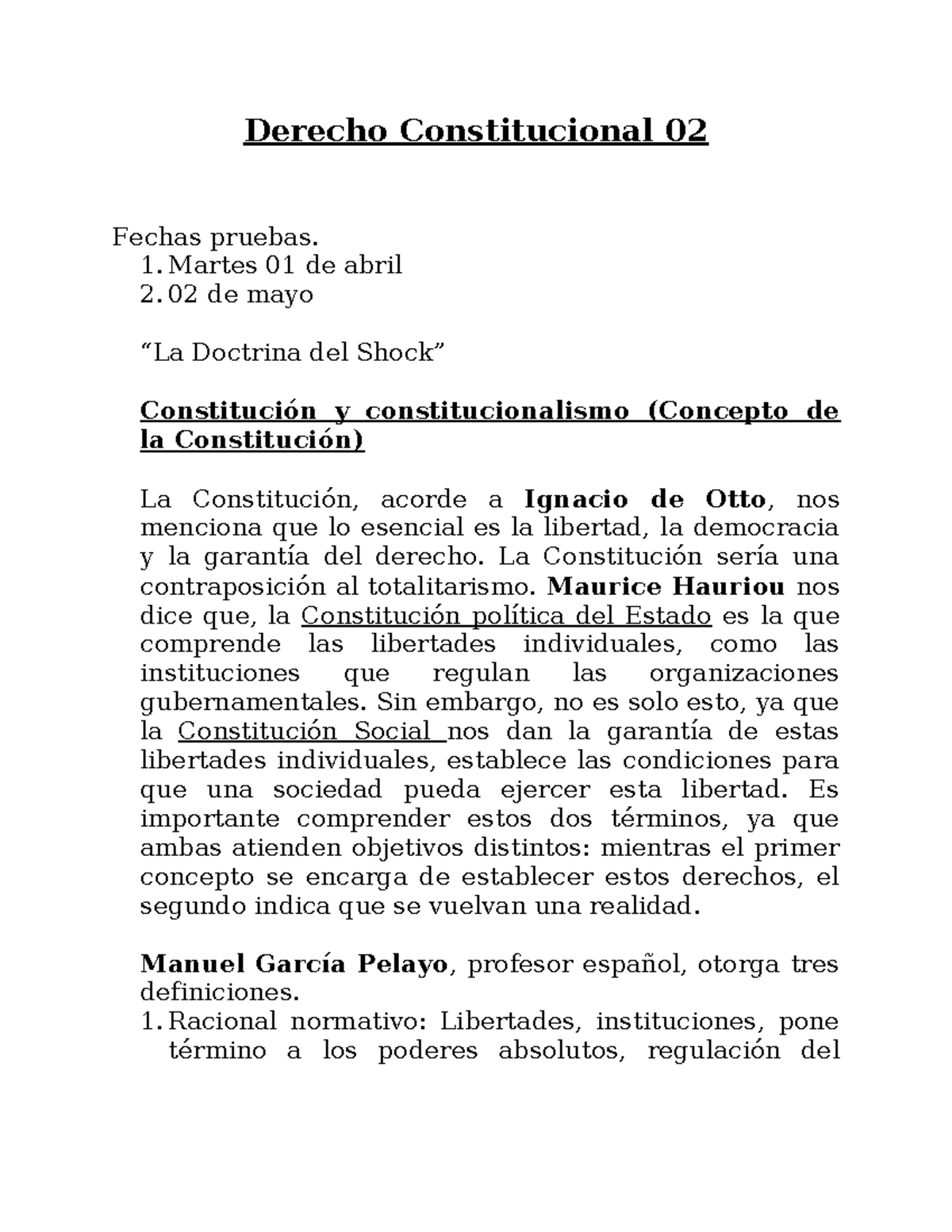 ¿Qué es la Constitución? - Derecho Constitucional 02 Fechas pruebas. 1 ...