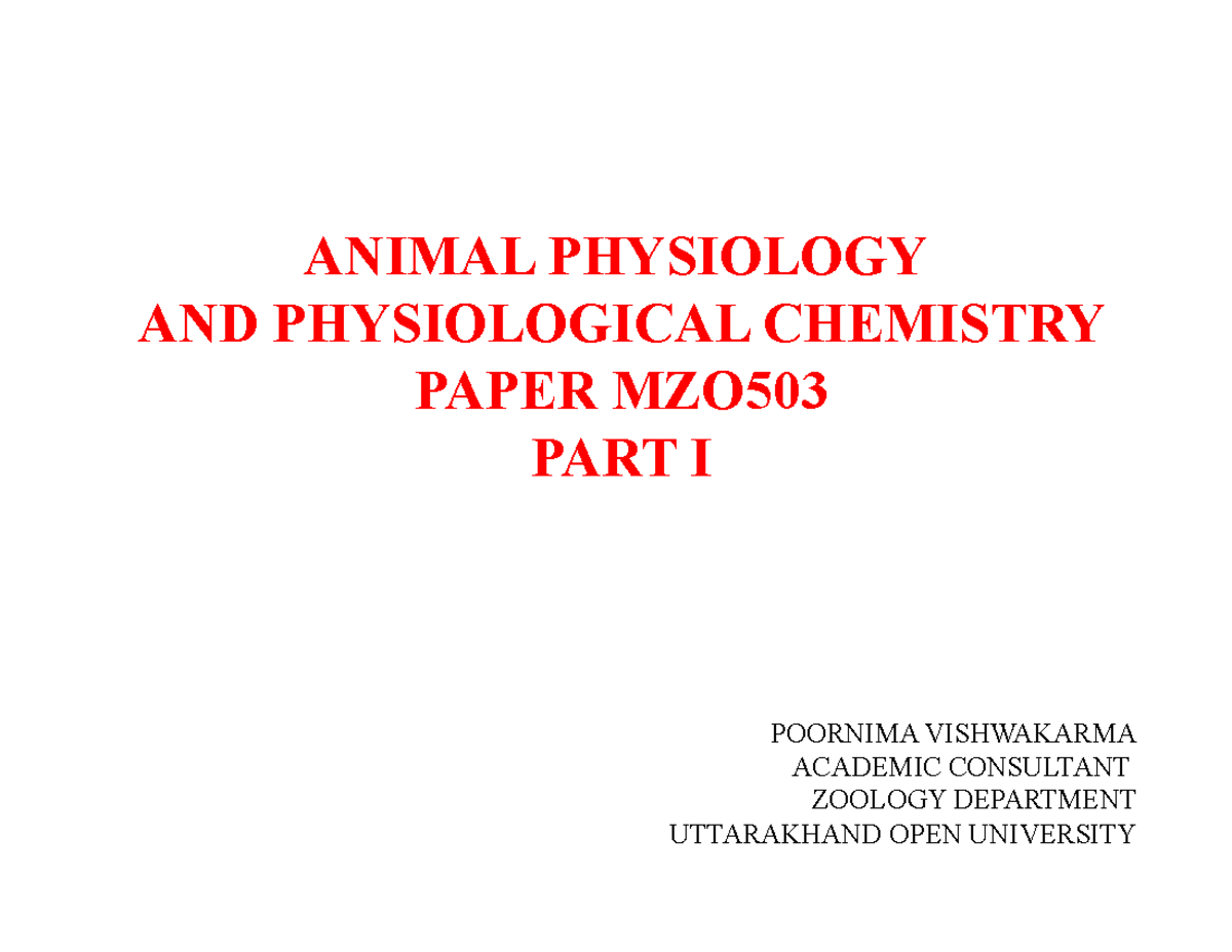 Final Exam MZO: Comparative Physiology of Nutrition and Excretion - Studocu