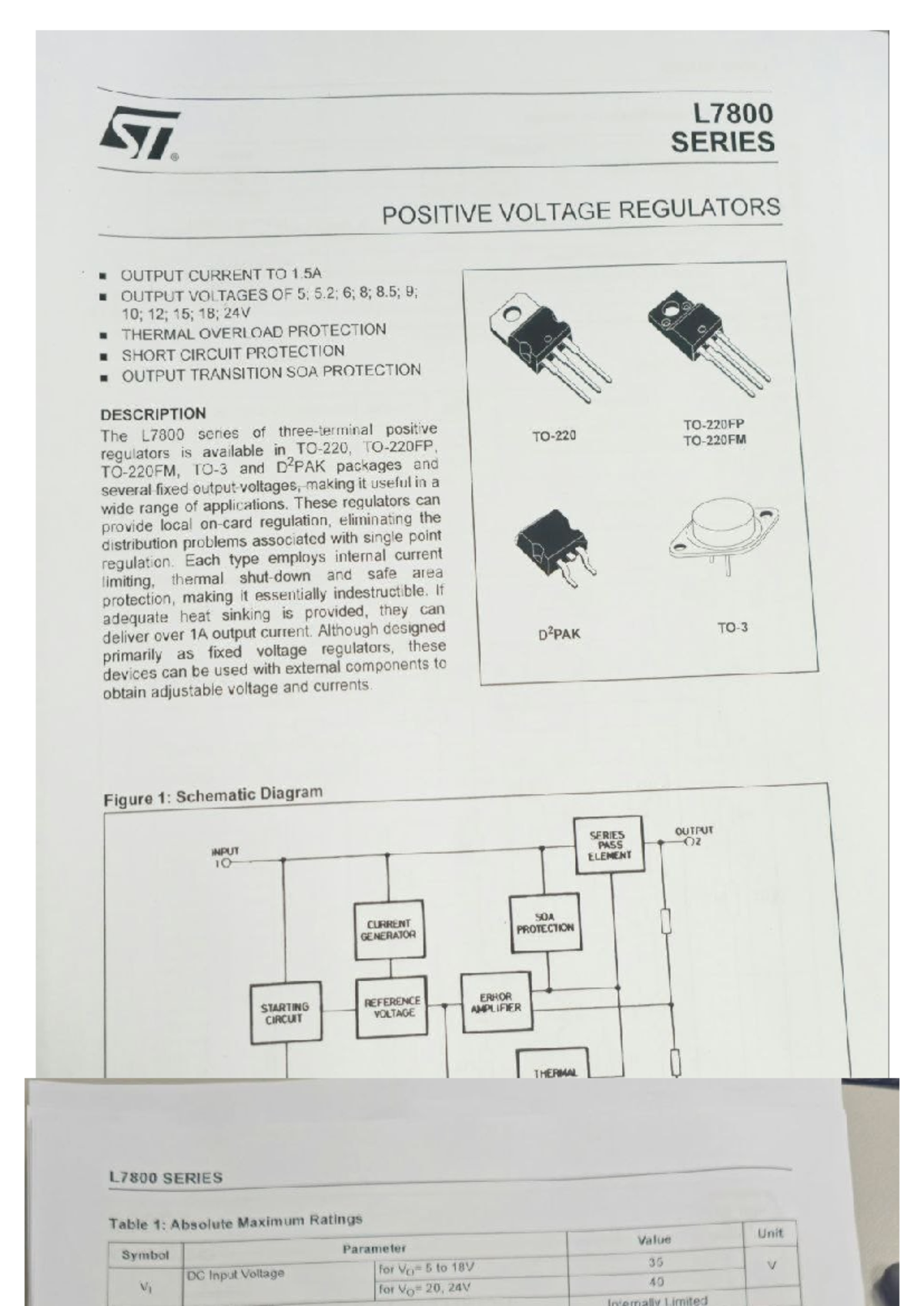 L7800 Series Voltage Regulators Data Sheet: Features & Specs - Studocu