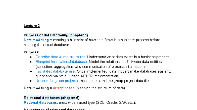 Lecture 2: Purpose of Data Modeling & Relational Databases (ACCT 2 ...