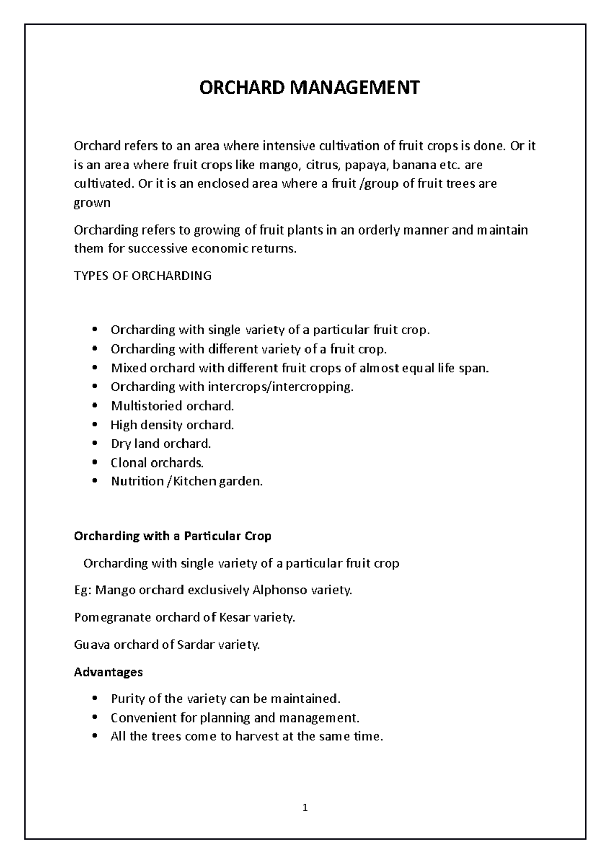 Orchard Management - Lecture Notes (Weeks 3-4) - Studocu