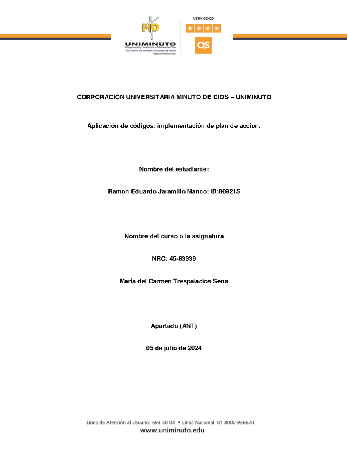 Aplicación de Códigos Éticos Docentes - NRC 45-63939 - Studocu
