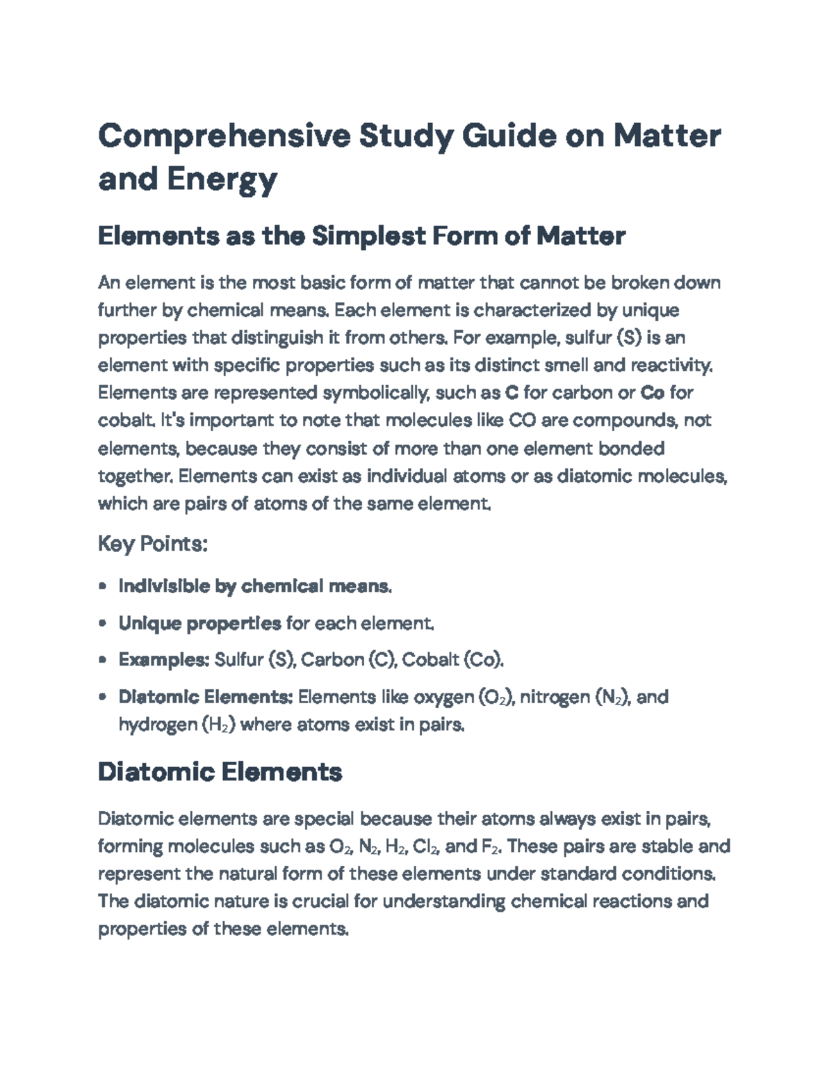 Comprehensive Study Guide on Matter & Energy: Key Concepts and ...