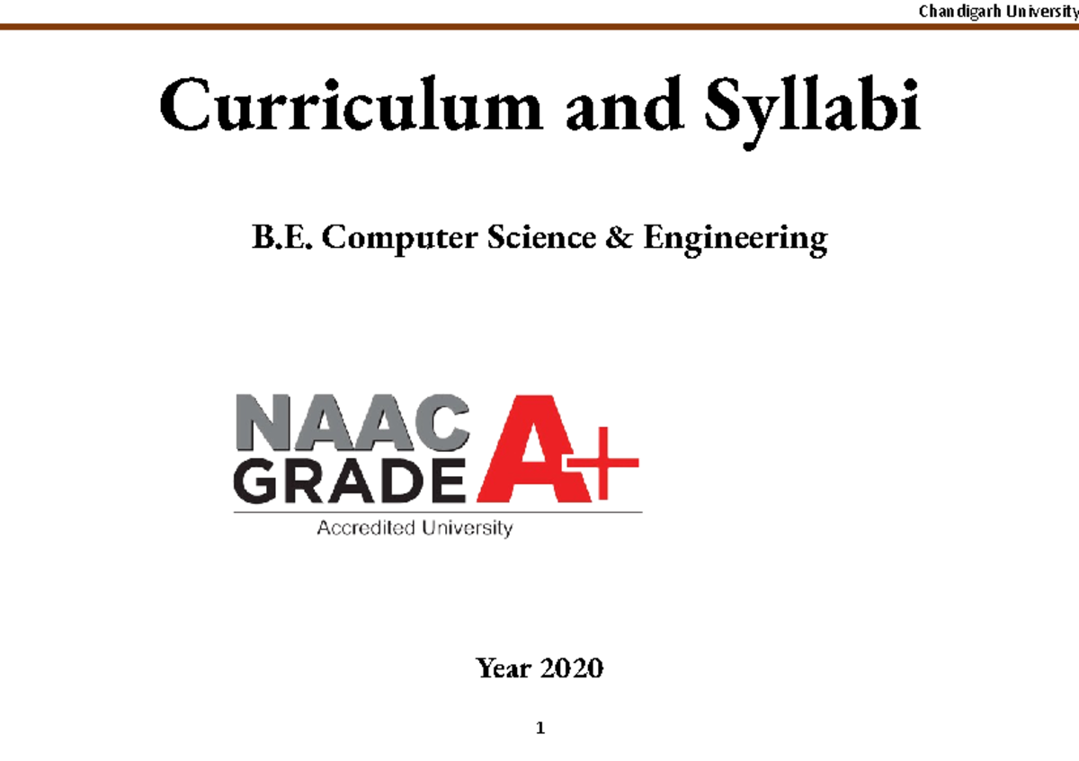 CSE Syllabus for B.E. 2020-21: Comprehensive Overview and Structure ...