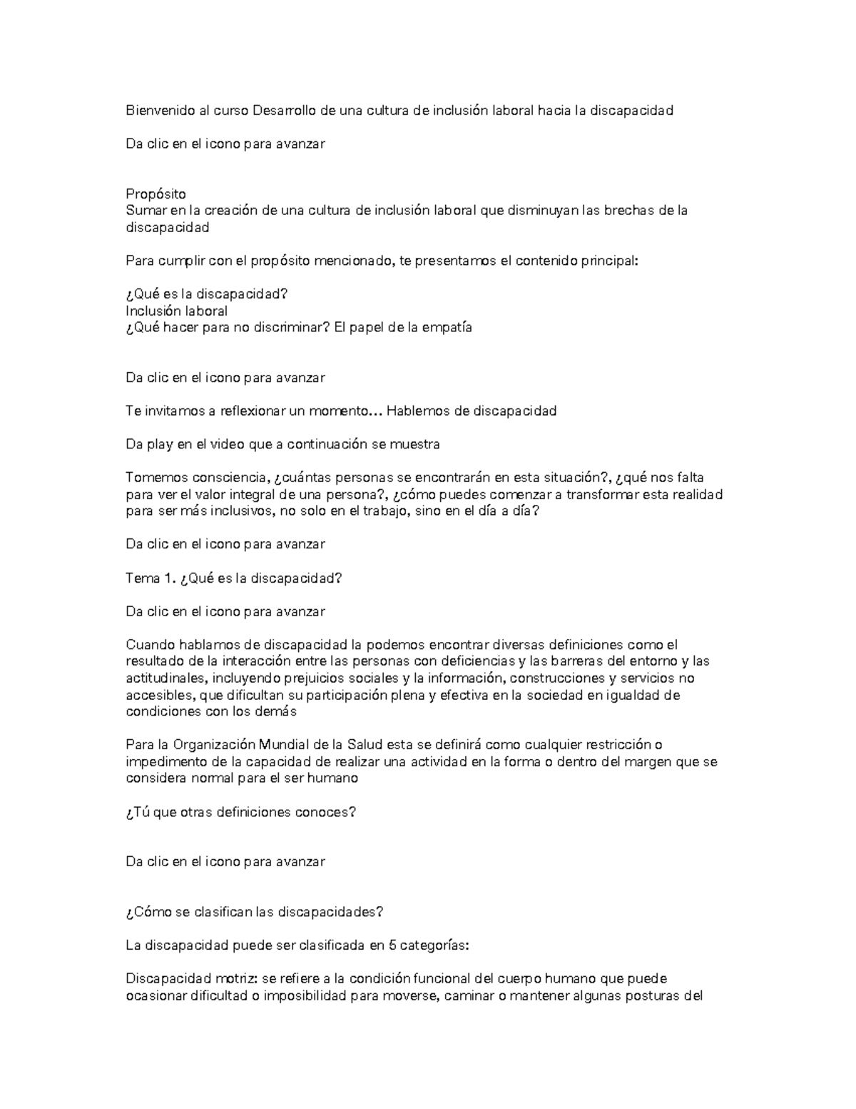 Inclusión Laboral y Cultura de Inclusión hacia la Discapacidad - Studocu