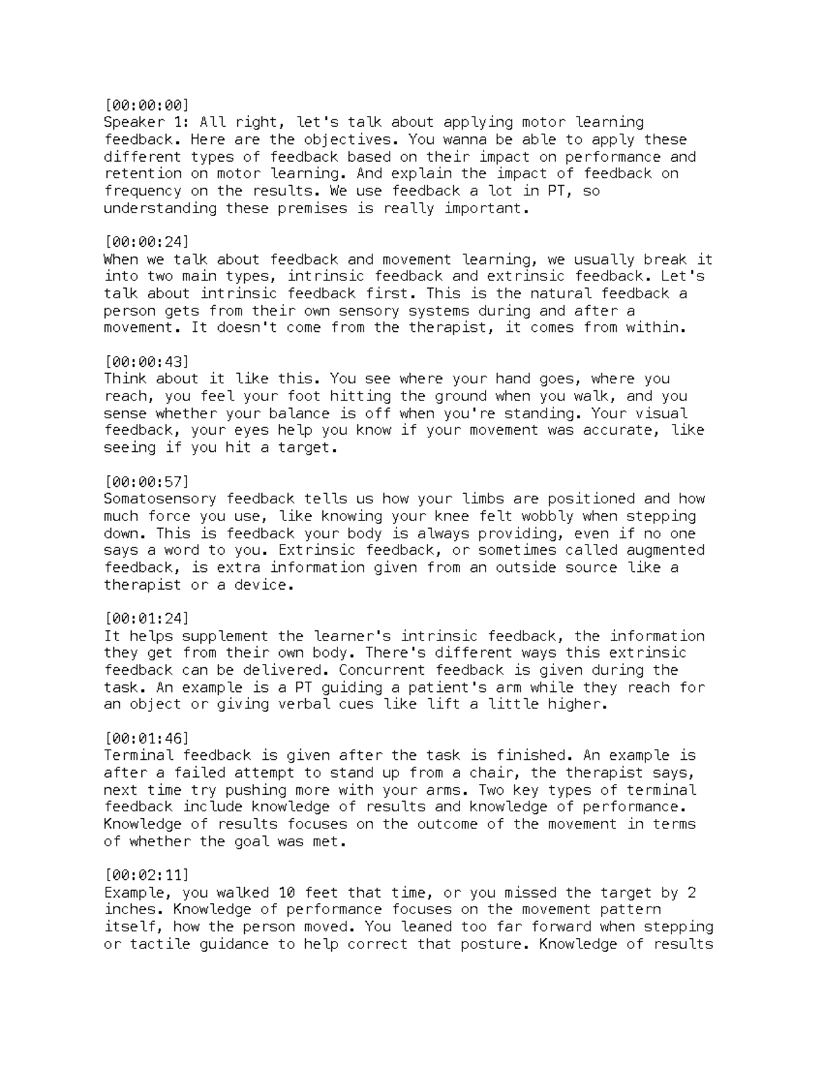 Motor Learning Feedback: Types, Impact, and Retention Strategies (PT ...